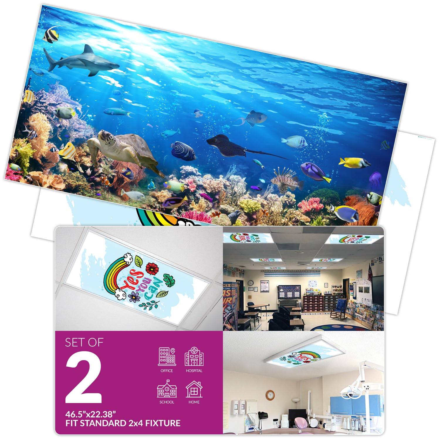 Octo Lights Fluorescent Light Covers for Ceiling Lights Classroom 2x4 ...