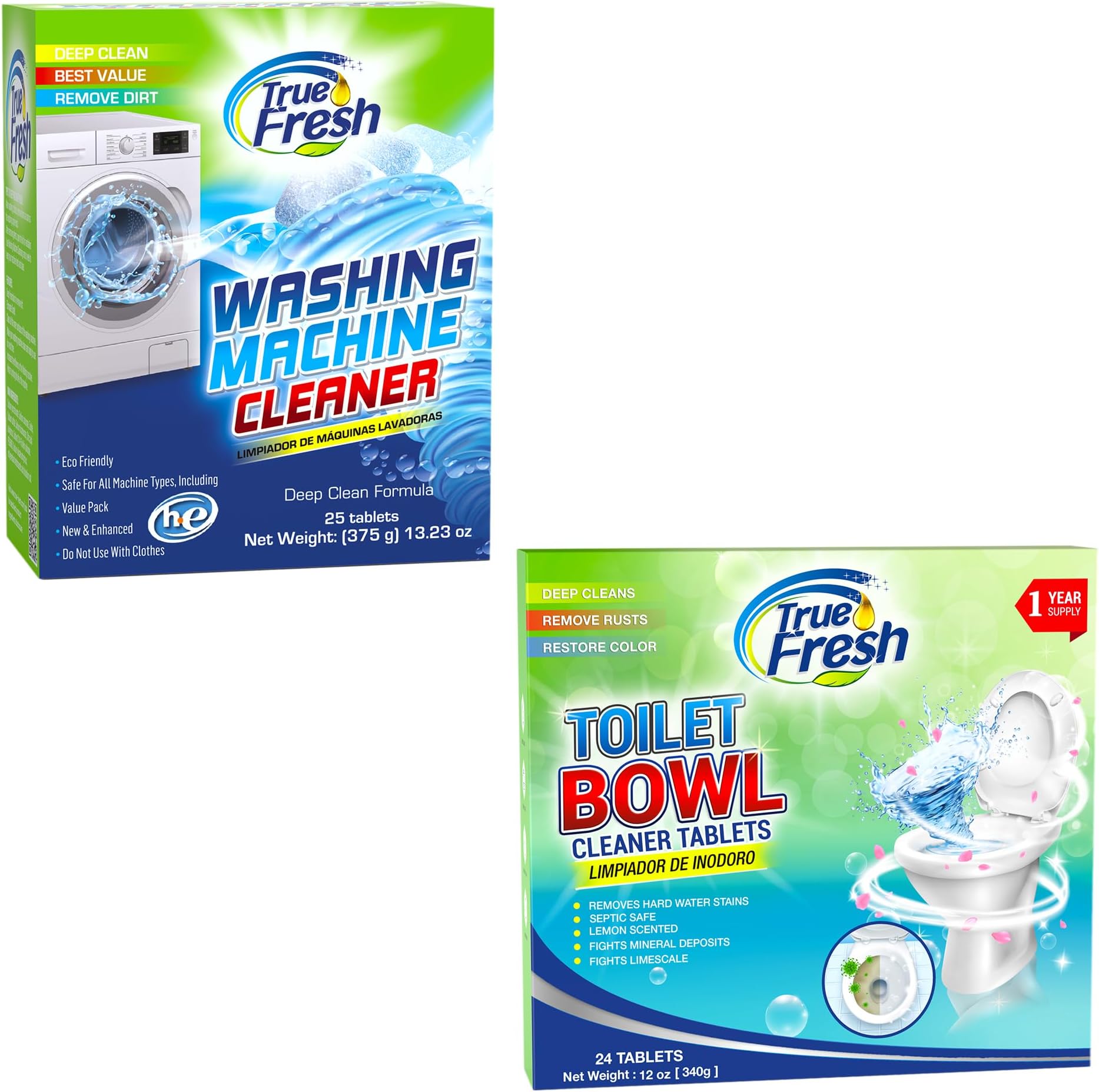 Amazon.com: True Fresh 2-in-1 Cleaning Bundle - 25-Pack Washing Machine ...