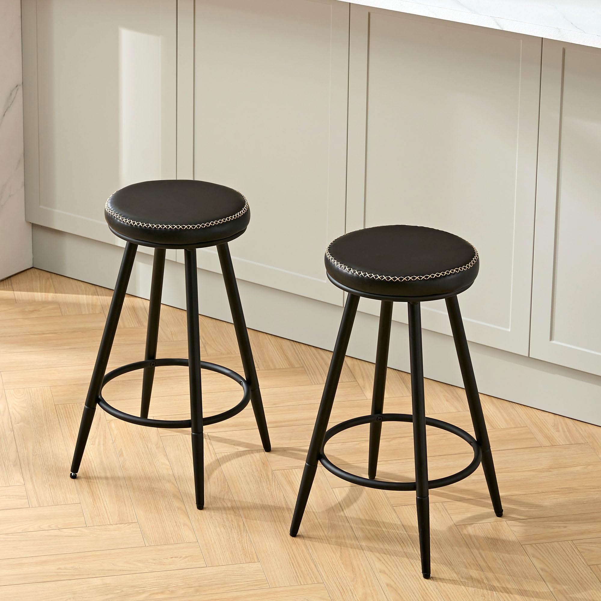 Amazon.com: FIRAVOE Bar Stools Set of 2, Swivel Backless 24" Counter ...