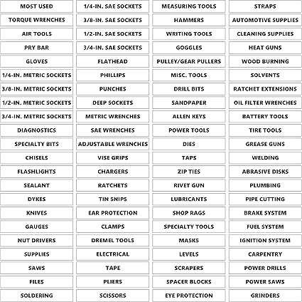 Amazon.com : Toolbox Organizational Magnetic Labels Premium Set by DCM ...