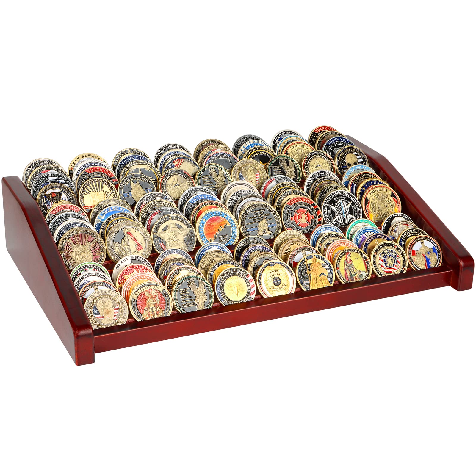 Buy XJmil Challenge Coin Holder Display Stand Solid Wood 12 Rows Large ...