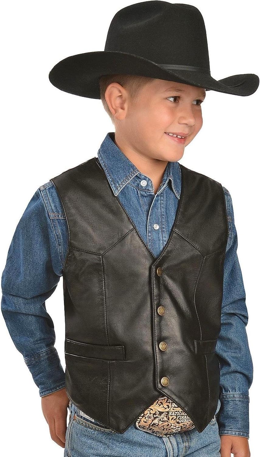 Amazon.com: Red Ranch Boys' Leather Vest - Klv-4 Brown: Clothing, Shoes ...