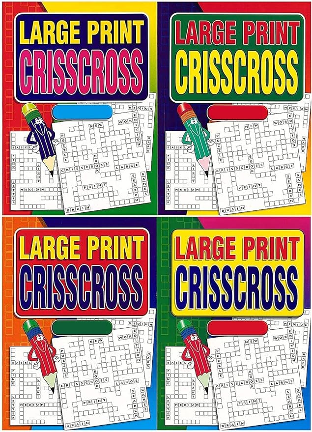 Set of 4 Large Print Criss Cross Puzzle Book Adult A4 : Amazon.co.uk ...