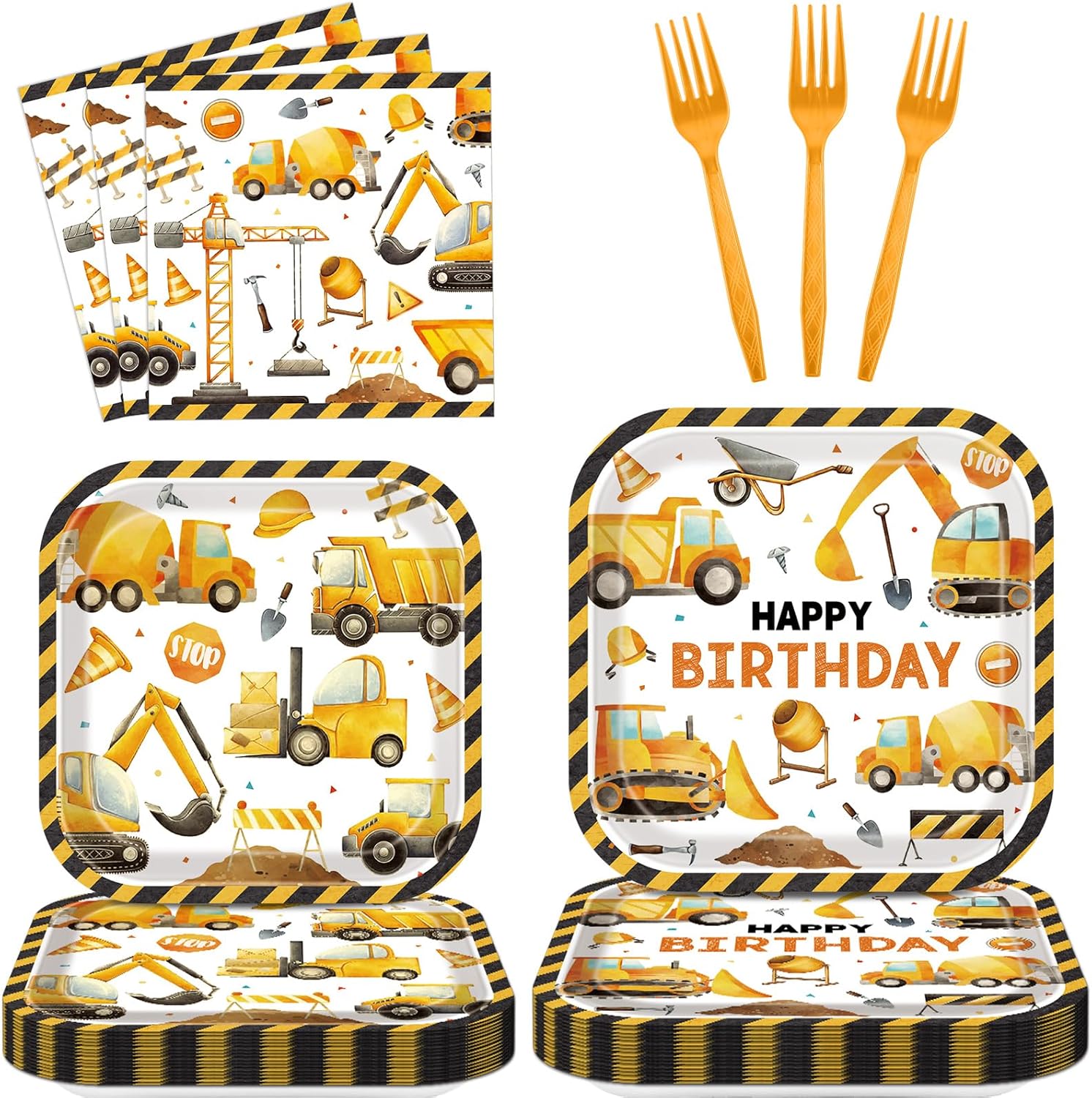 Amazon.com: Construction Birthday Party Supplies Construction Theme ...