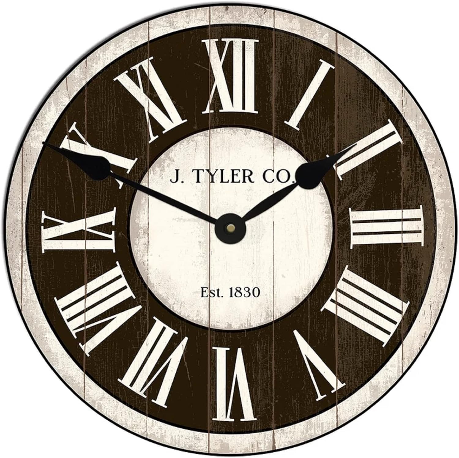 Amazon.com: Classic Ivory and Brown Wall Clock | Ultra Quiet Quartz ...