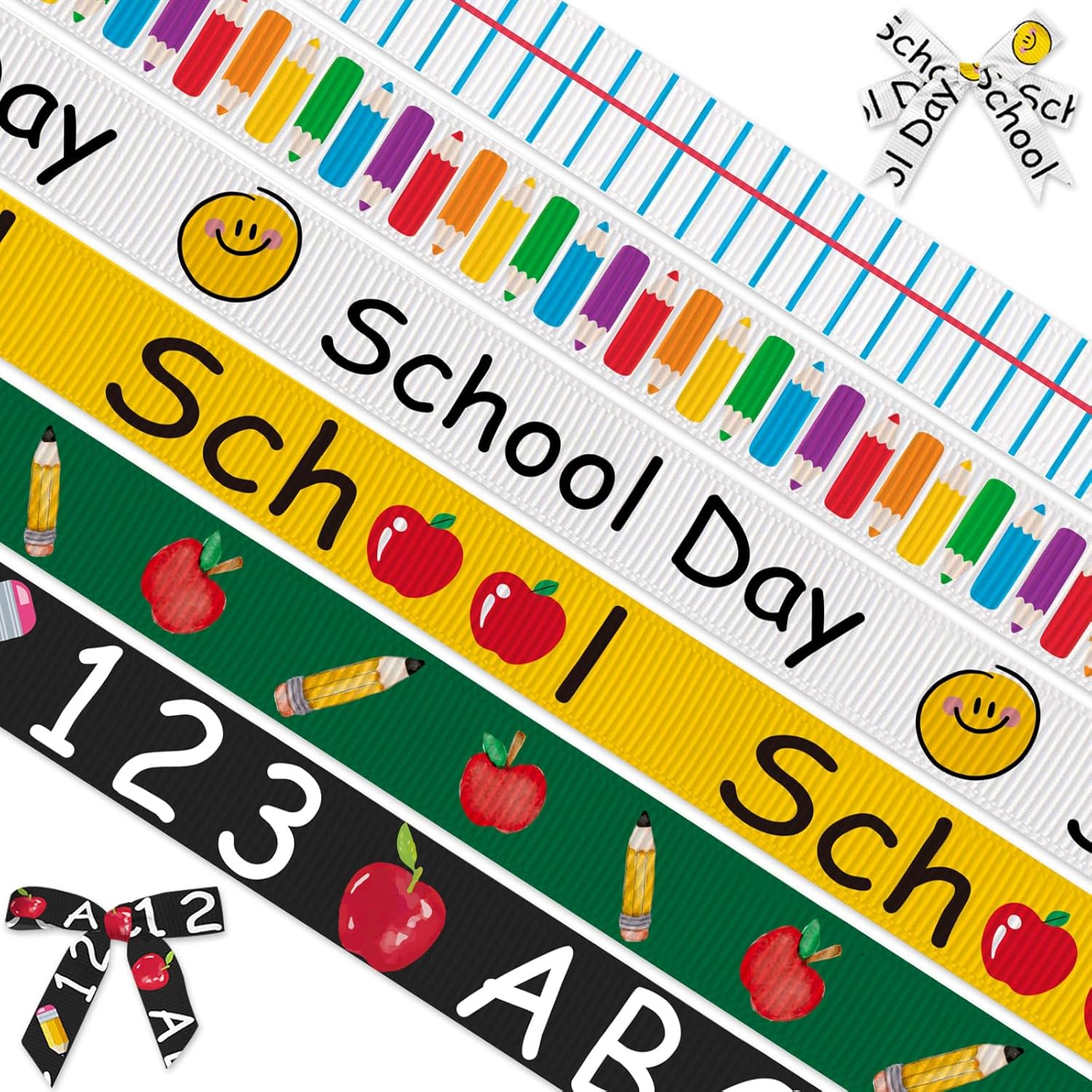 Amazon.com: Threetols 6 Rolls 18 Yards Back to School Ribbons, 3/8 ...