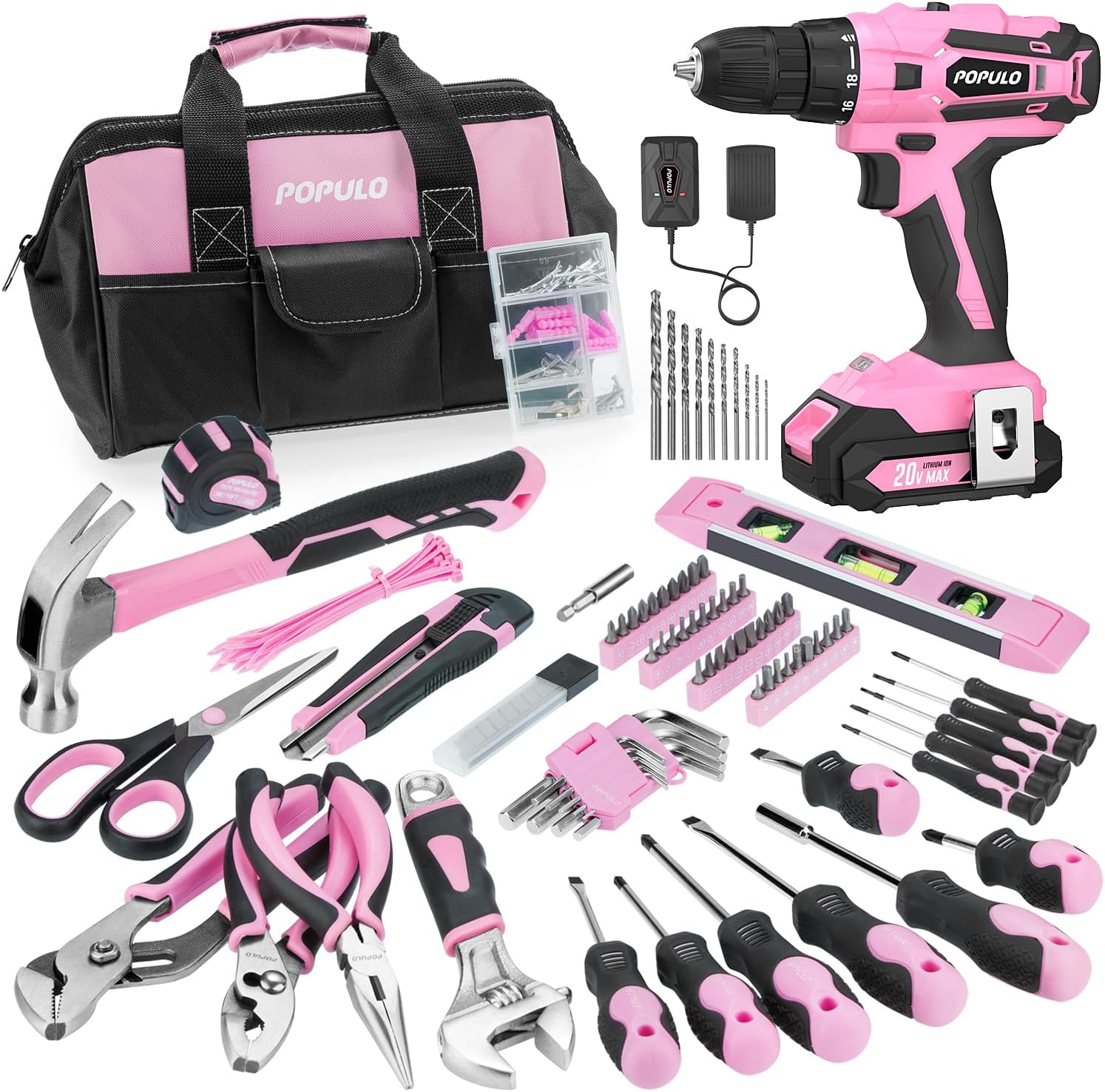 Amazon.com: Hi-Spec 46pc Pink 3.6V USB Electric Screwdriver Tool Set ...