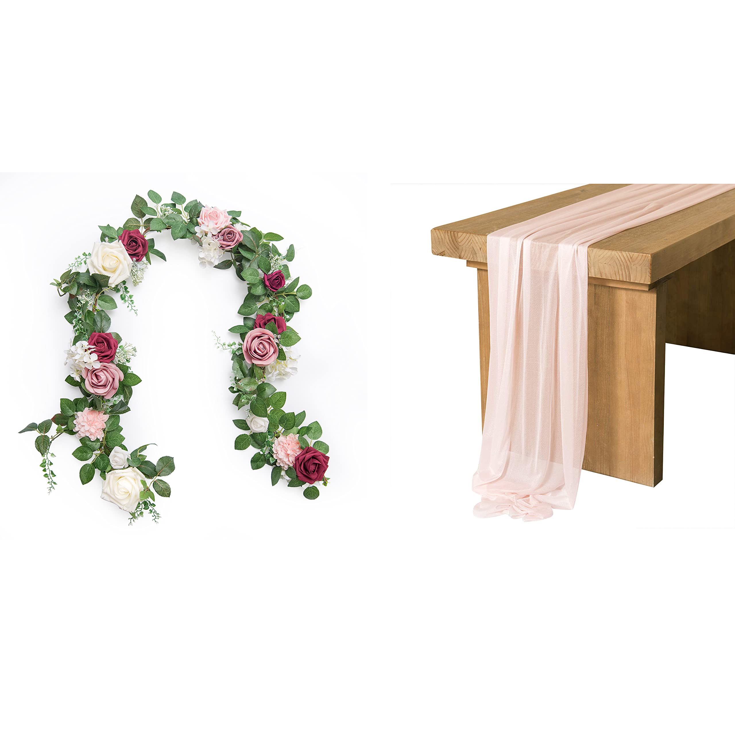 Amazon.com: Ling's Moment Wedding Table Garland Centerpiece with Table ...