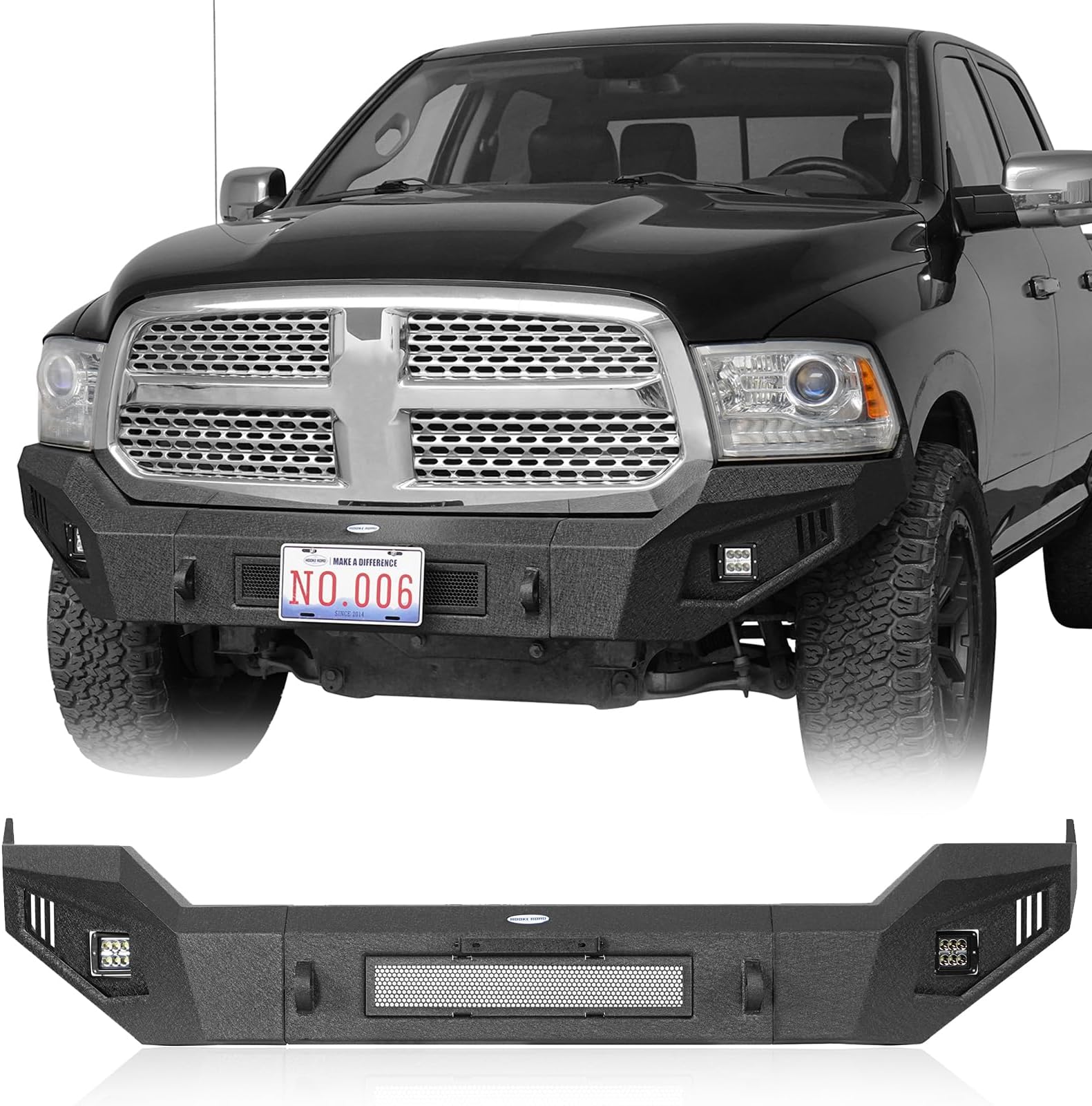 Amazon.com: Hooke Road 13-18 Ram 1500 Front Bumper for 2013-2018 Dodge ...