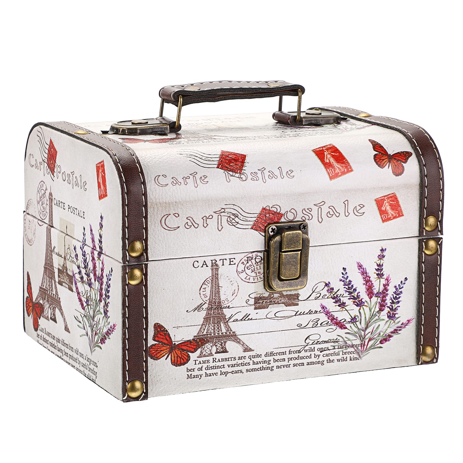 Amazon.com: ELLDOO Decorative Treasure Chest Box, Wooden + PU Leather ...