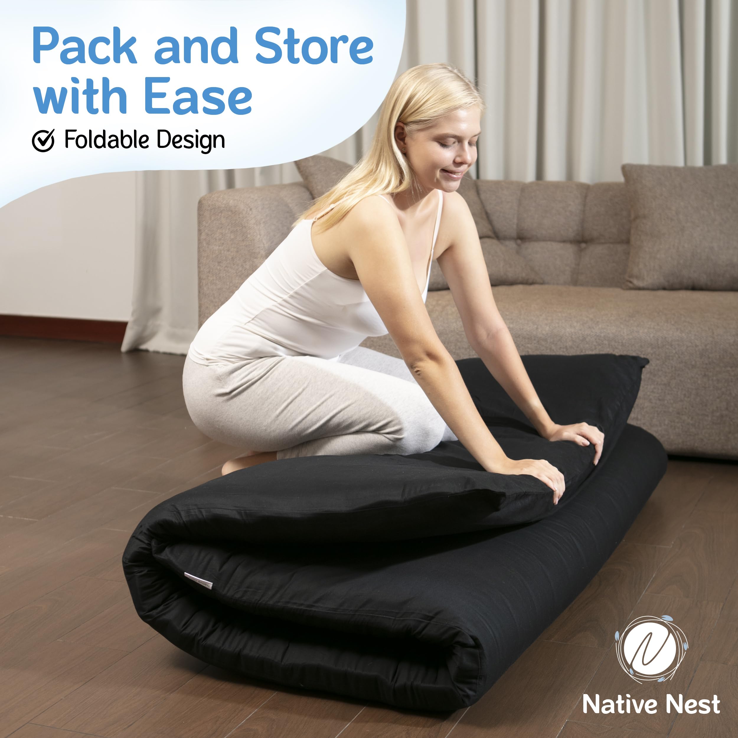Native Nest Japanese Floor Mattress - Shikibuton - Medium Firm Floor ...