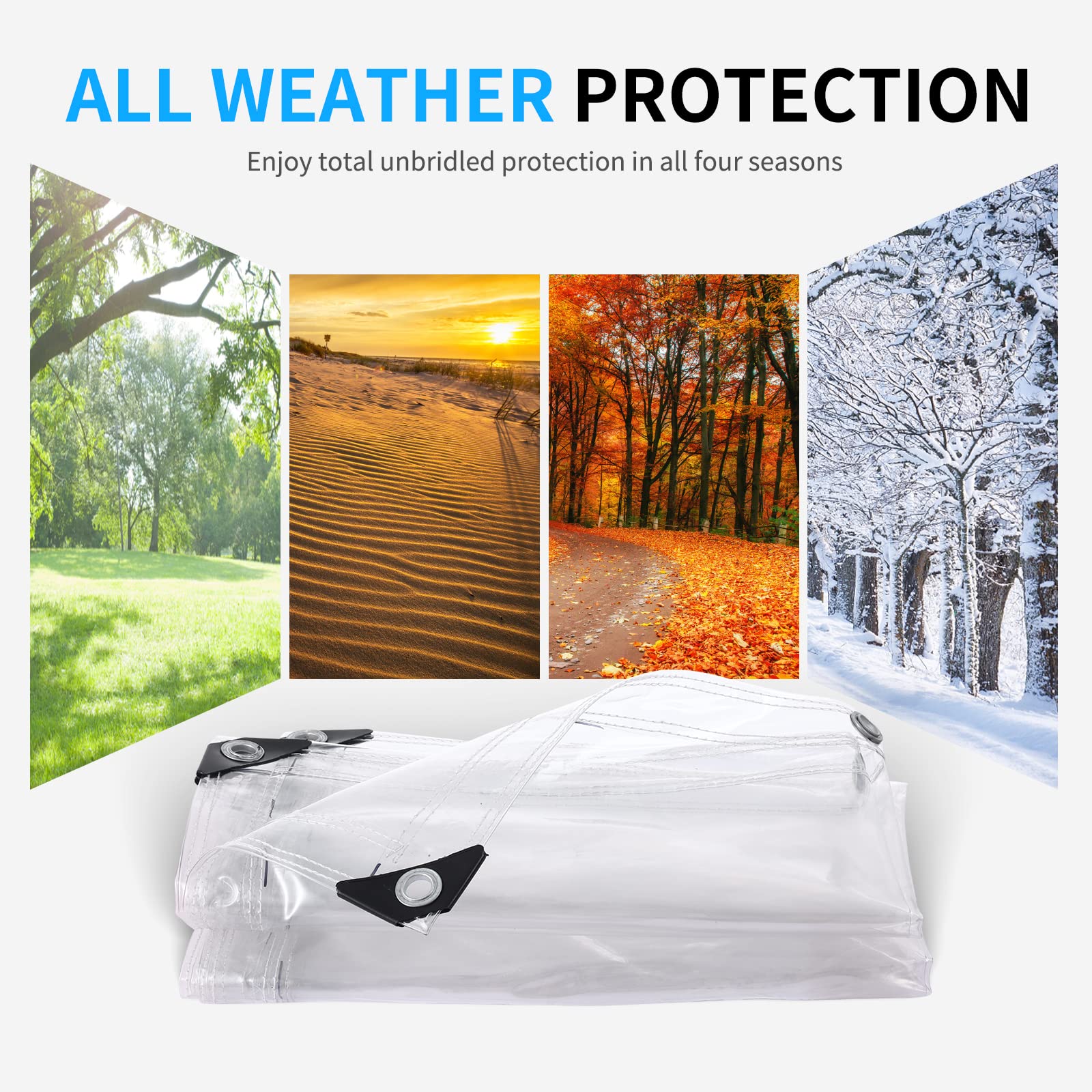 Clear Tarps 16' x 20', Heavy Duty PVC 20 Mil Thick Tarpaulin with ...