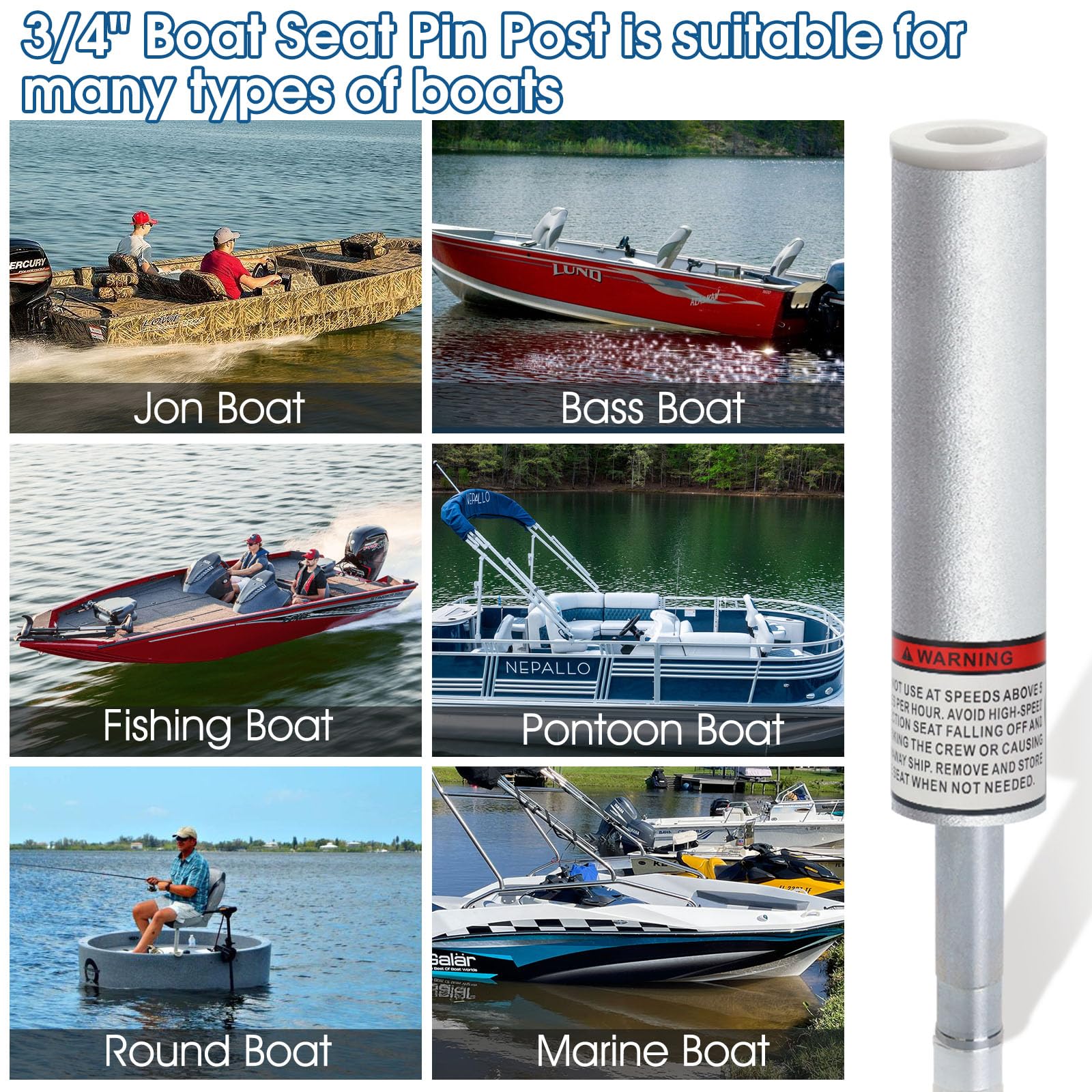 Snapklik.com : 3/4" Boat Seat Pin Post Boat Seat Pedestal Base Post For ...
