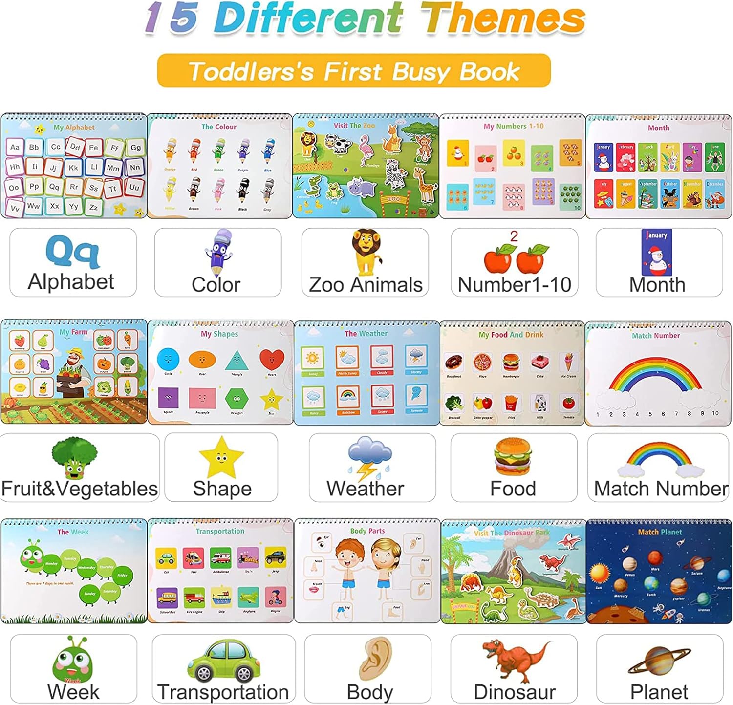 Funvalley Surperfect Montessori Busy Book for Toddlers, 30 Themes ...