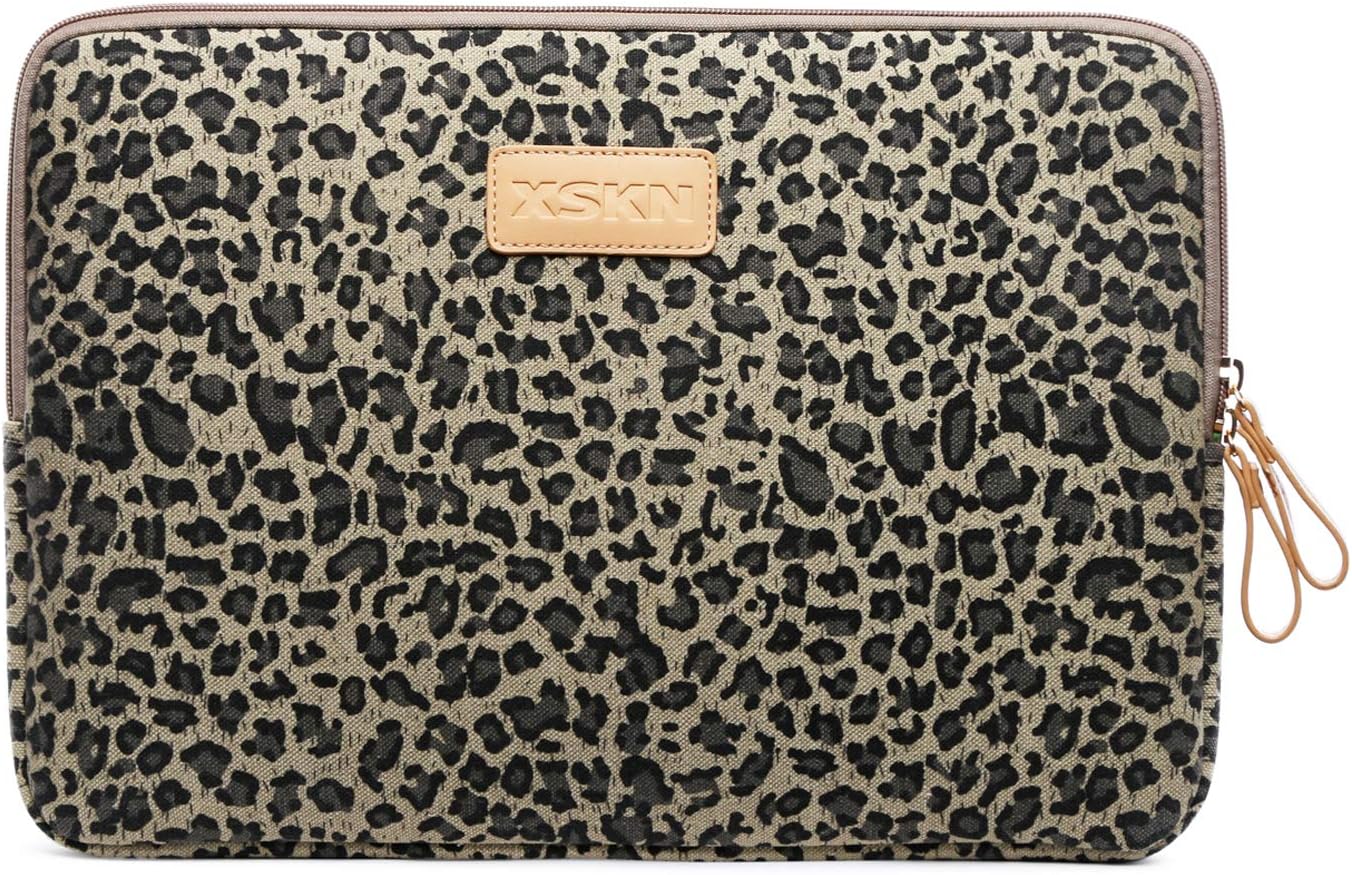 Amazon.com: XSKN Yellow Leopard Spot Canvas Fabric Zipper Laptop Sleeve ...