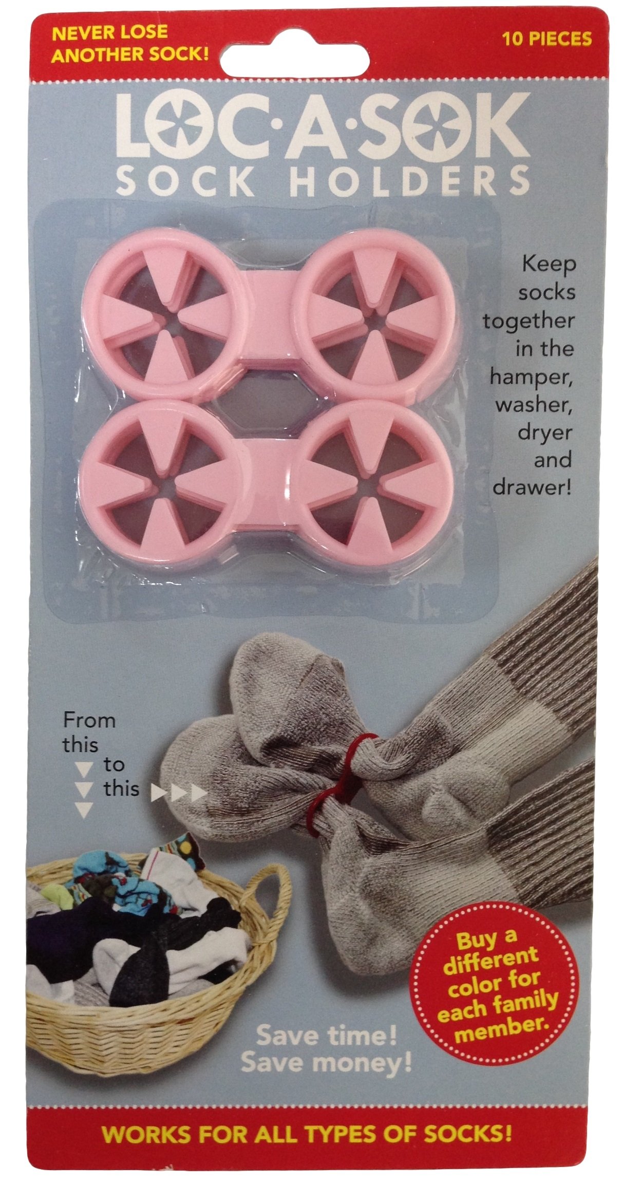 Amazon.com: Loc A Sok Sock Locks Clips (Pink) : Health & Household