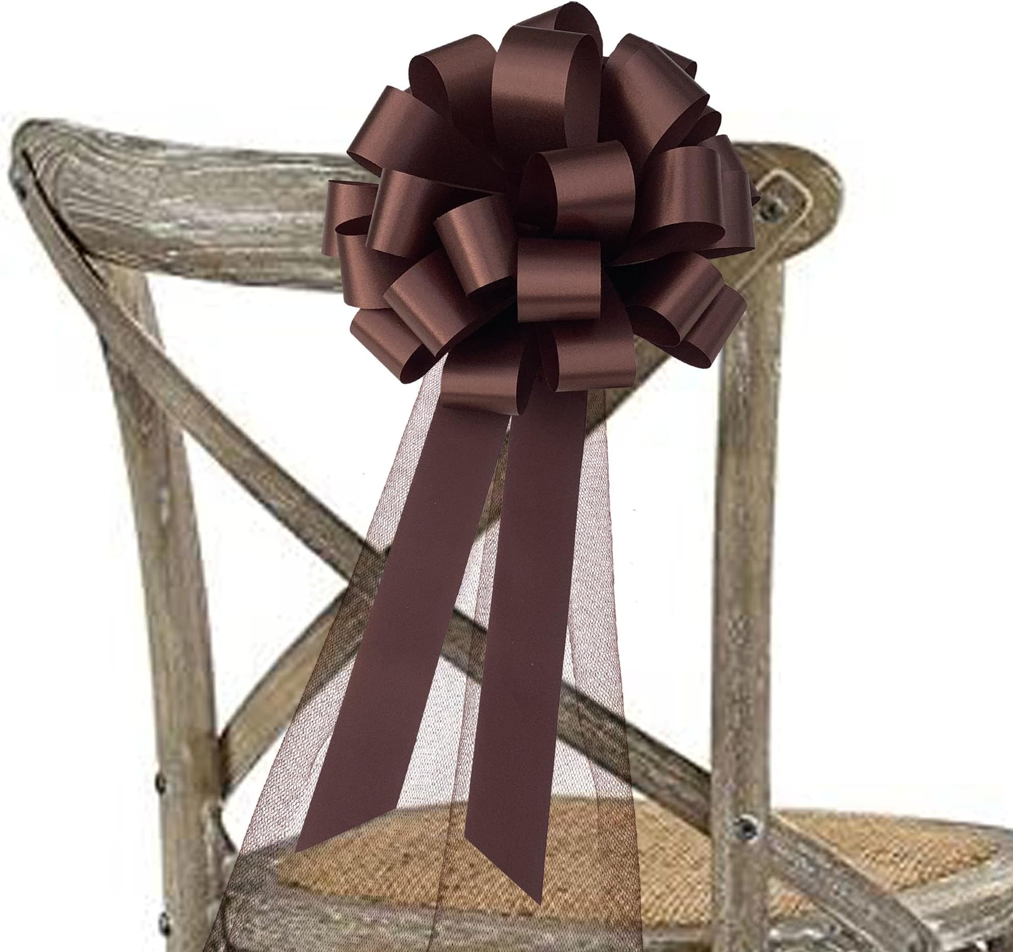 Amazon.com: Large White Wedding Pull Bows with Long Tulle Tails - 9 ...