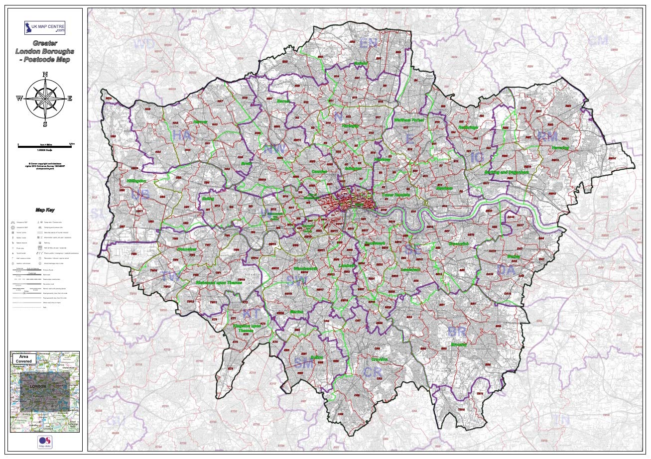 Buy London Boroughs Postcode District - Folded - Standard Paper Online ...