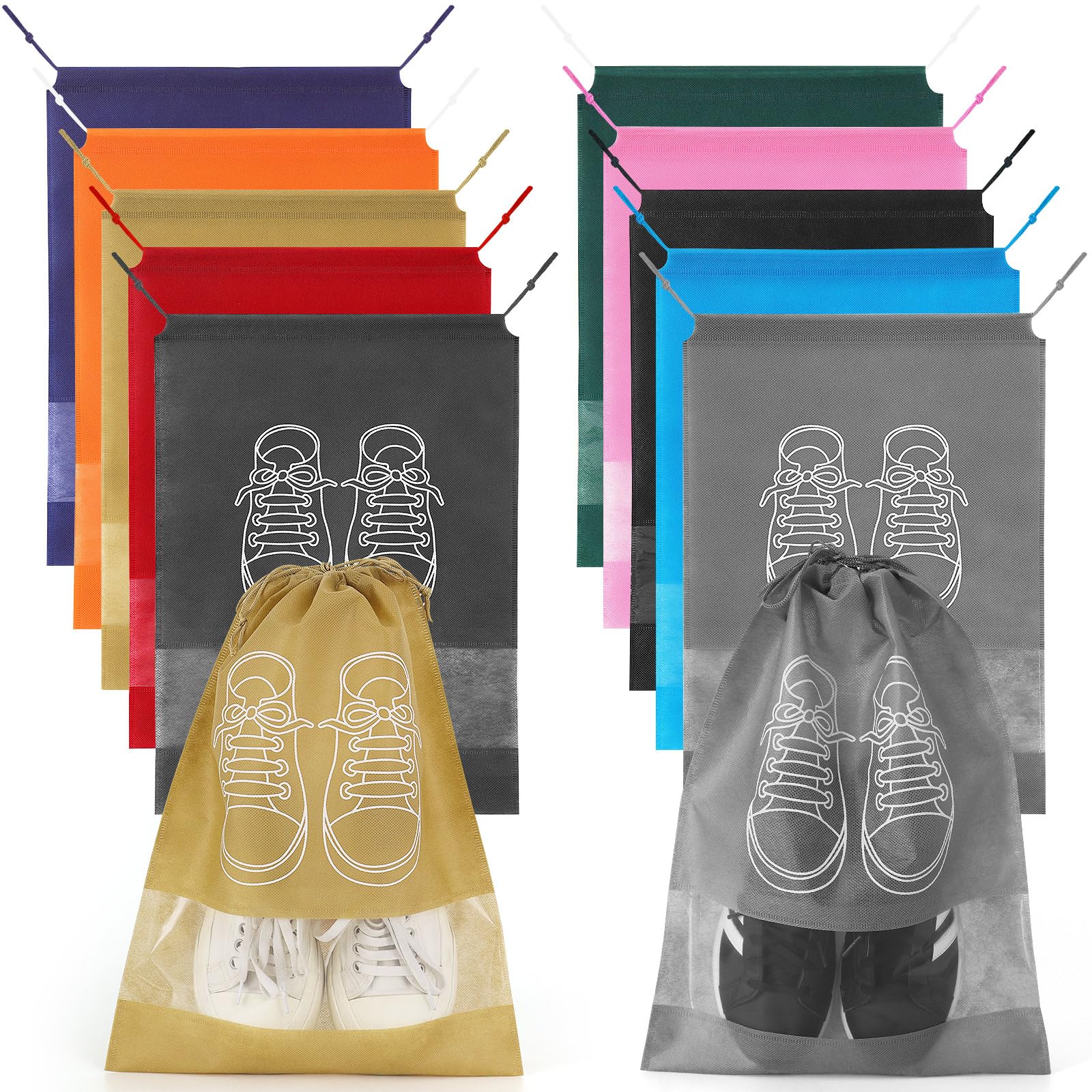 Amazon.com | 10 Pack Portable Shoe Bags for Travel, 17.3"X12.6 ...