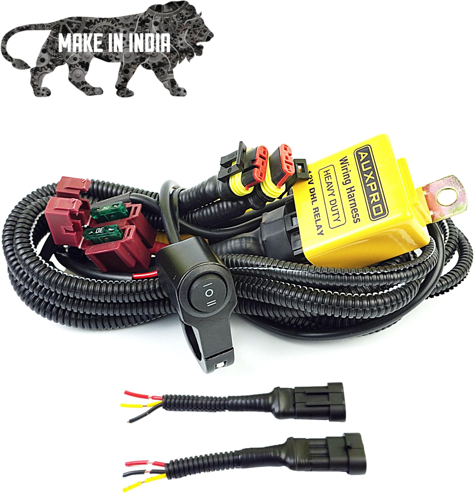 Auxpro Fog Light Wiring Harness Kit For Bike with Metal Switch | For ...