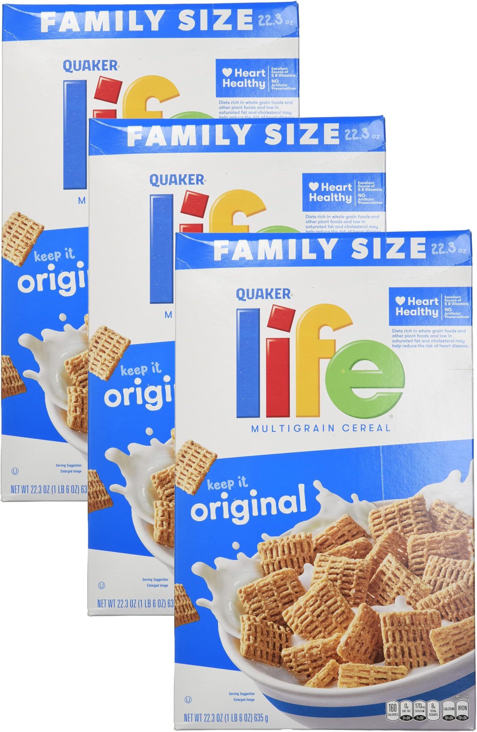Amazon.com: Quaker Life Original Cereal, 22.3OZ Box (Pack of 3)