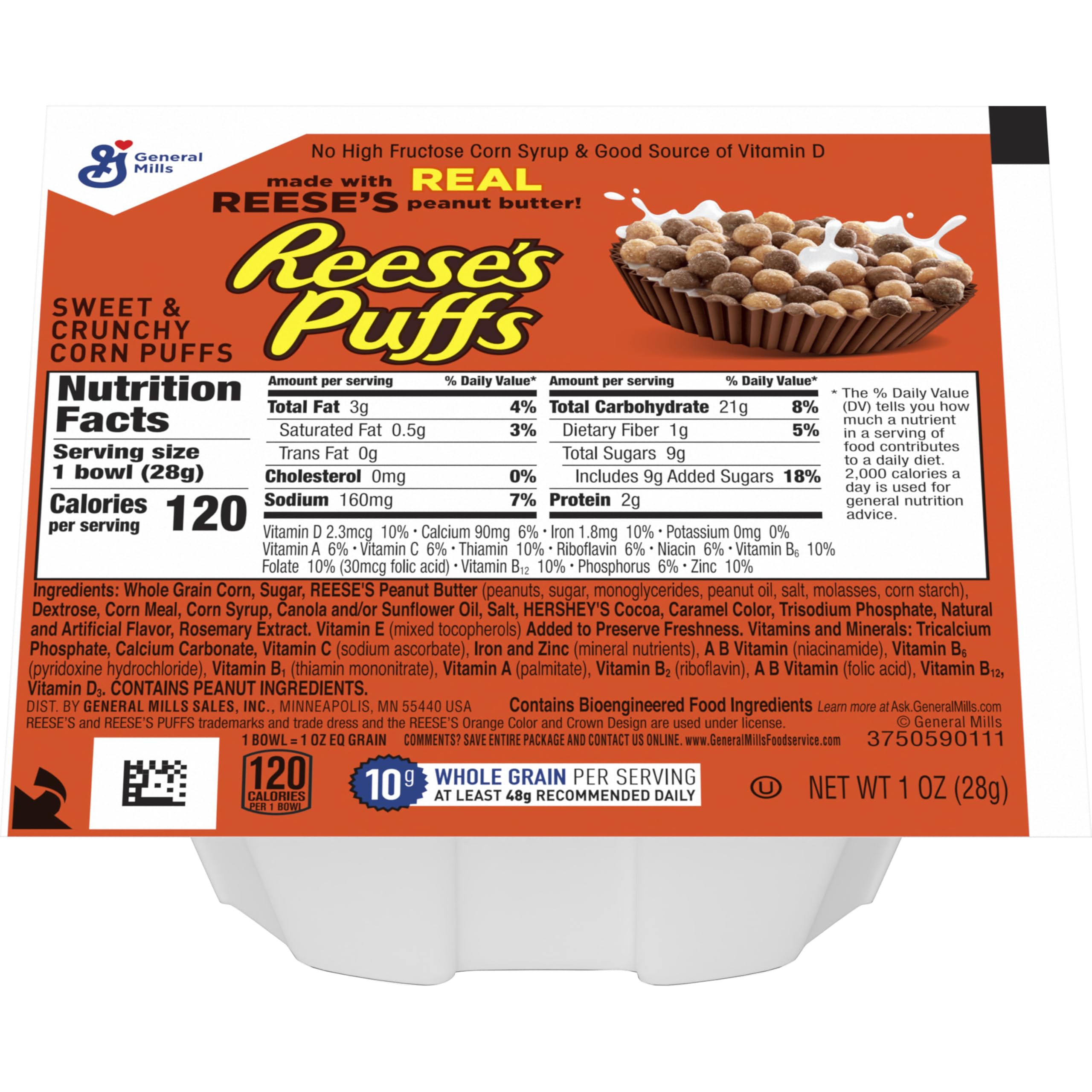 Amazon.com: Reese's Puffs Cereal Single Serve Bowl, 1 Oz (Pack of 96)