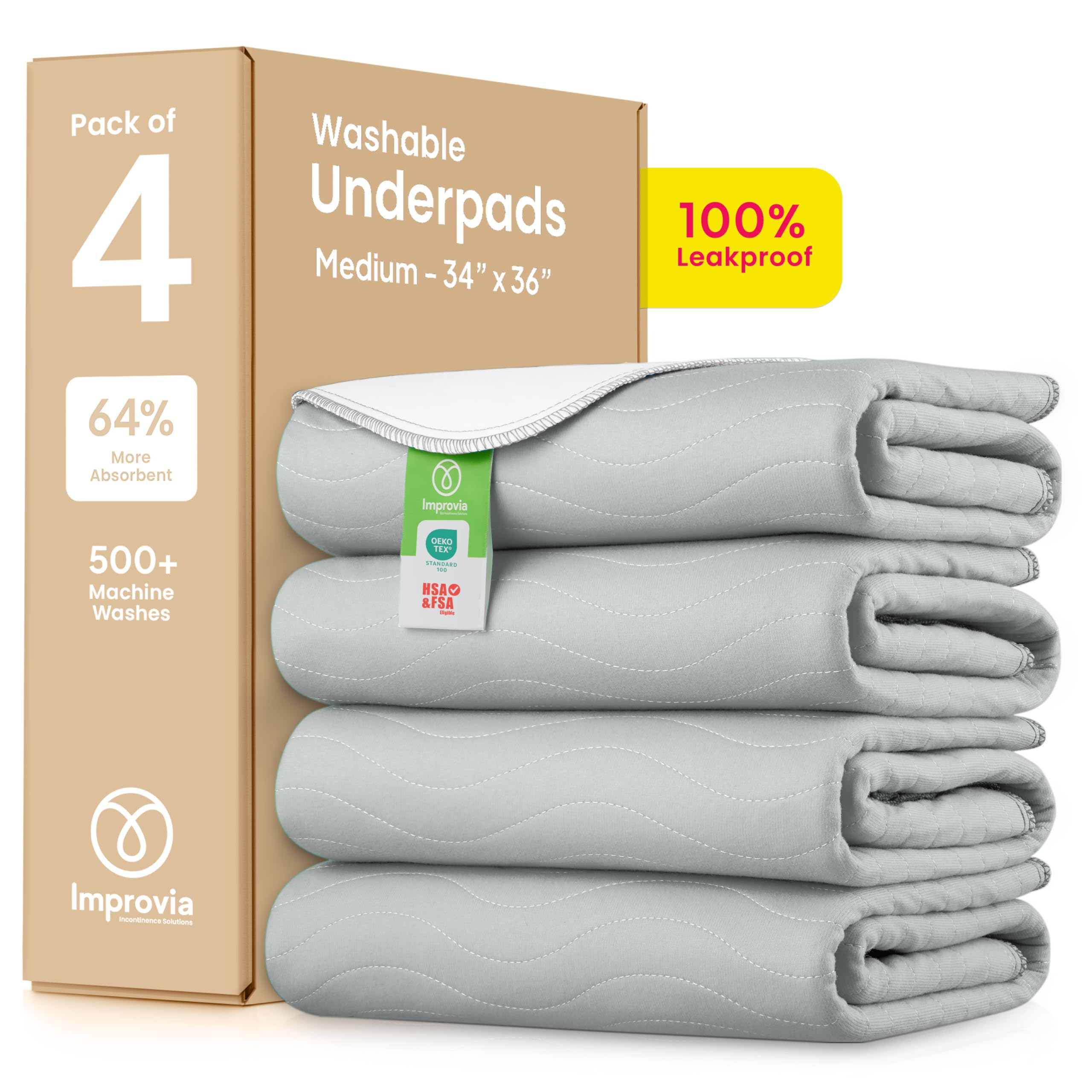 Amazon.com: IMPROVIA® Washable Underpads, Heavy Absorbency Reusable ...