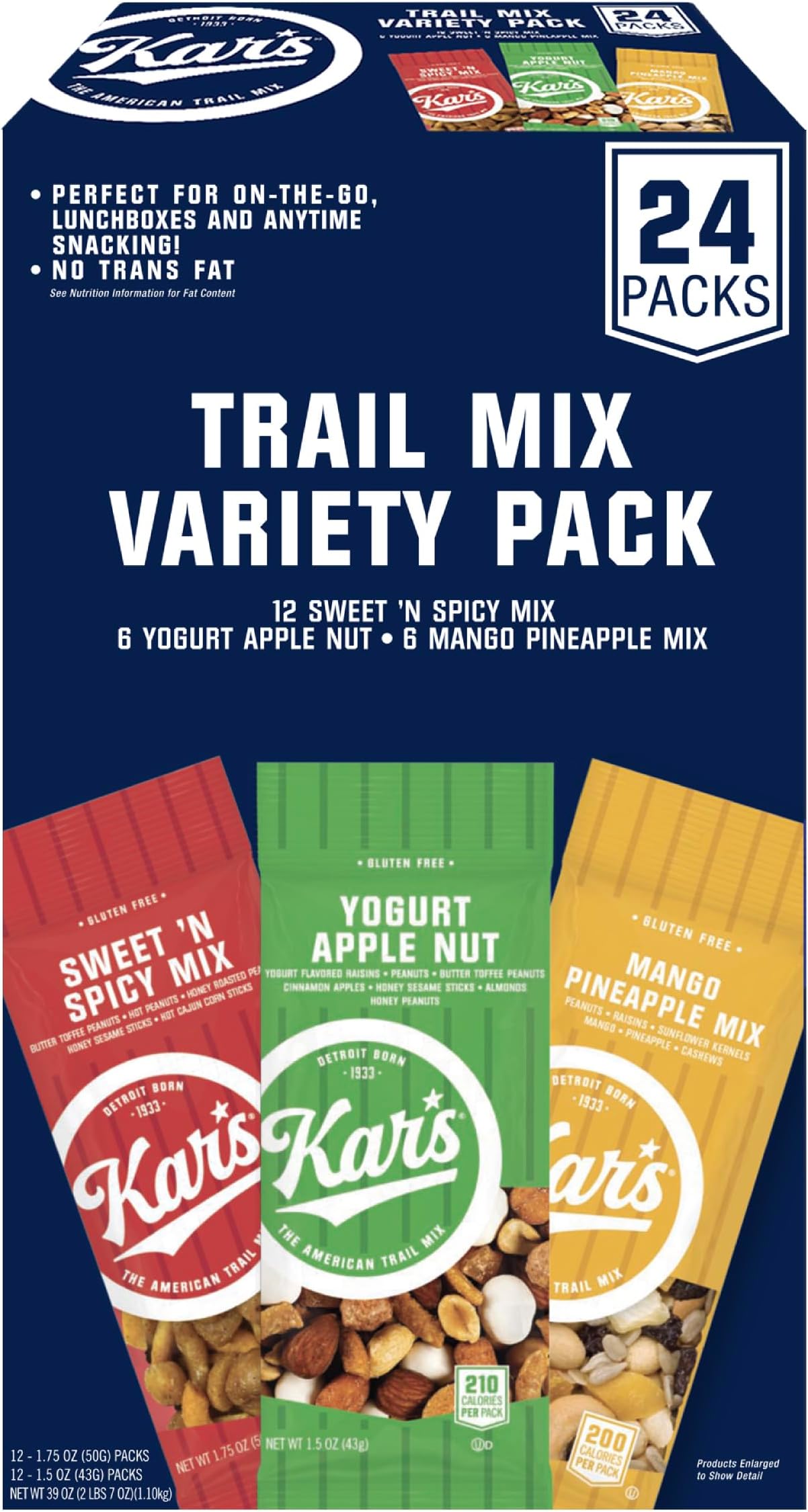 Amazon.com: Kar’s Nuts Trail Mix Variety Pack, Pack of 24 – Yogurt Apple Nut, Mango Pineapple ...