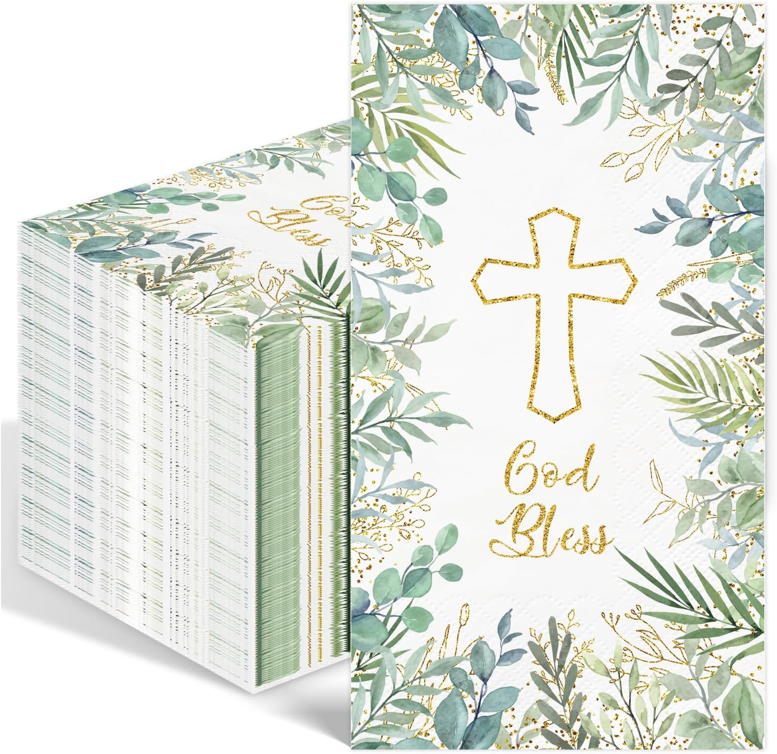 Amazon.com | WRAPAHOLIC 50Pcs Floral Baptism Napkins - 3 Ply Floral ...