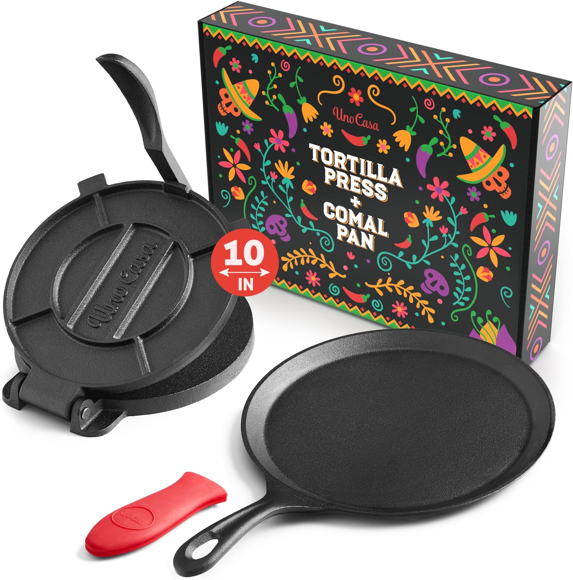 Amazon.com: Uno Casa Cast Iron Tortilla Press 8 Inch with Cast Iron ...