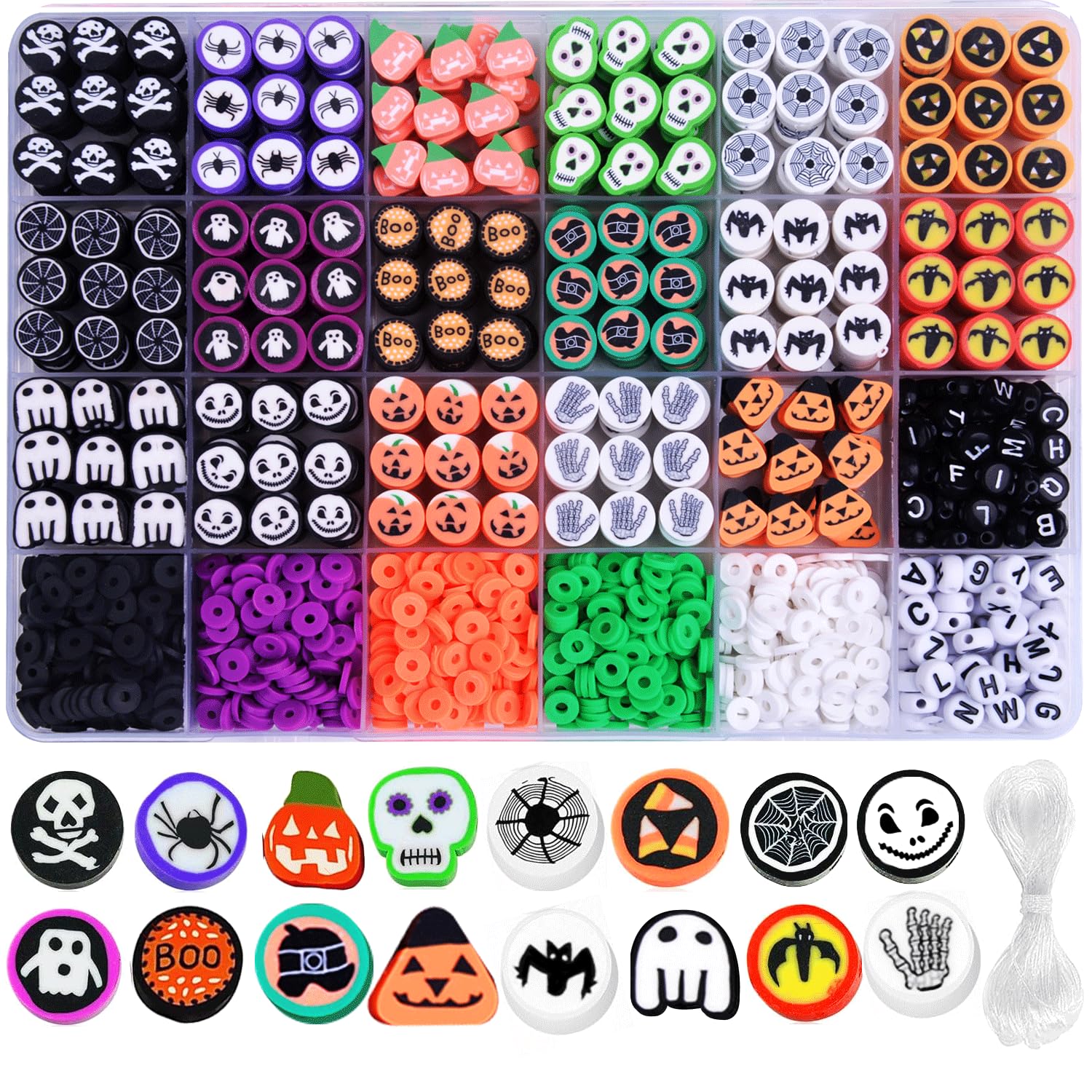 Amazon.com: 1480pcs Halloween Polymer Clay Beads Charms Friendship ...