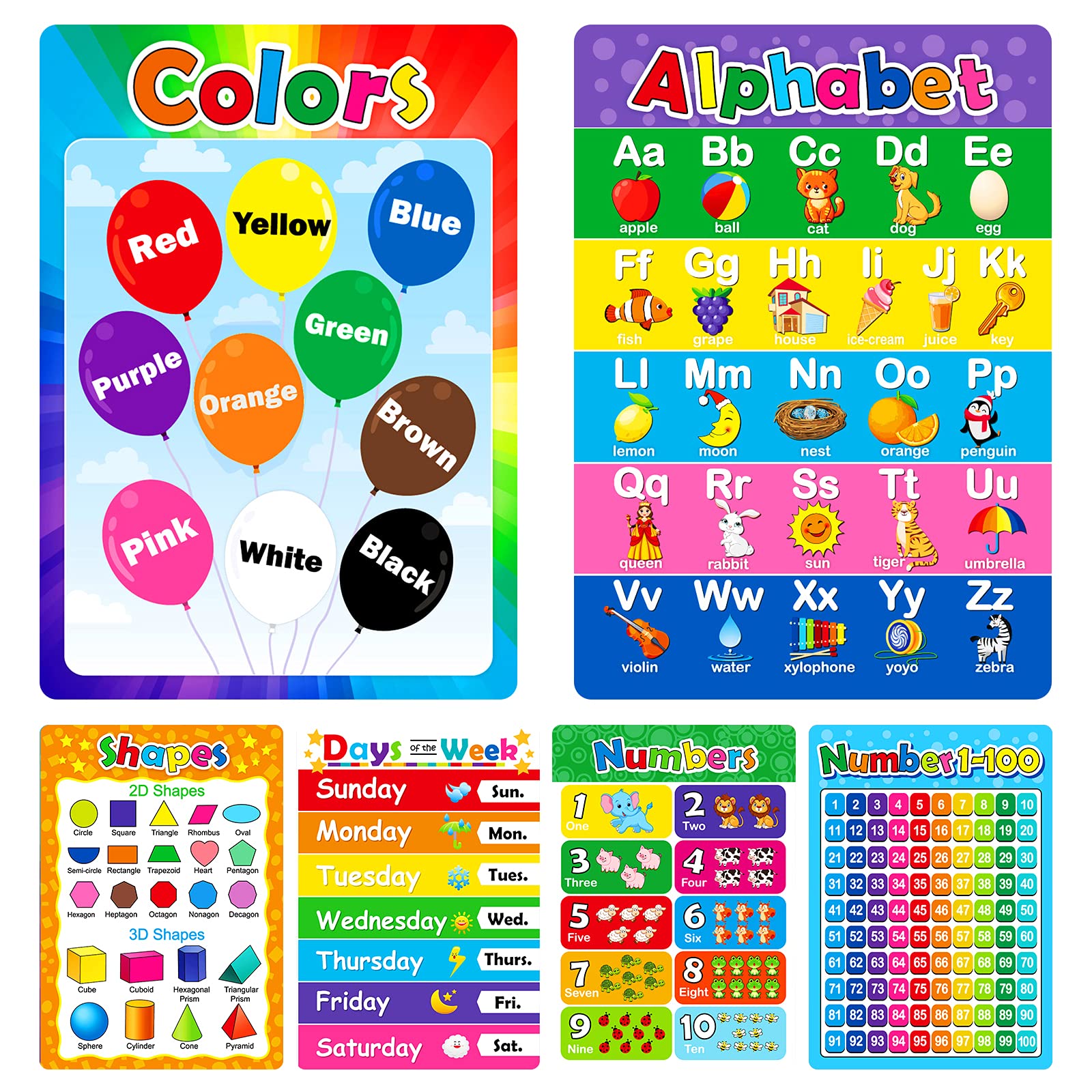 Buy 6 Colorful Educational s for Preschool, Kindergarten, Toddler ...