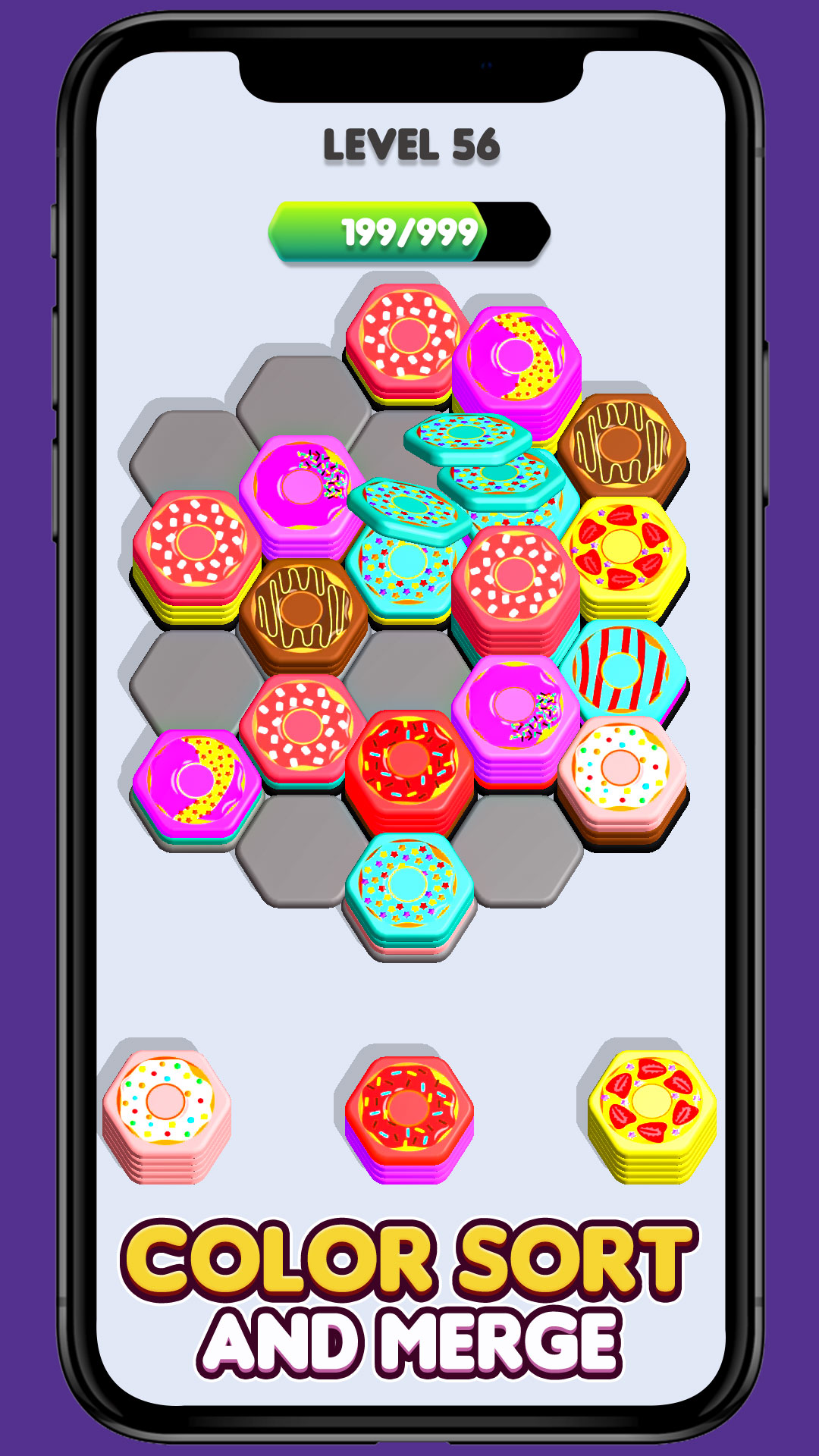 Hexa Sort Donut Stack Color Puzzle Hexa Sorting Donut Match Sort Merge Master Hexa Block Puzzle