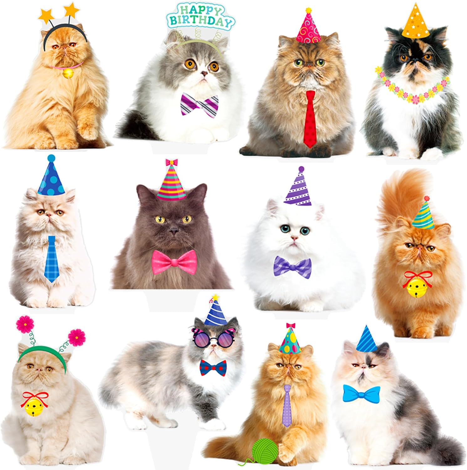 Amazon.com: umoni 48Pcs Persian Cat Cupcake Toppers Cat Birthday Party ...