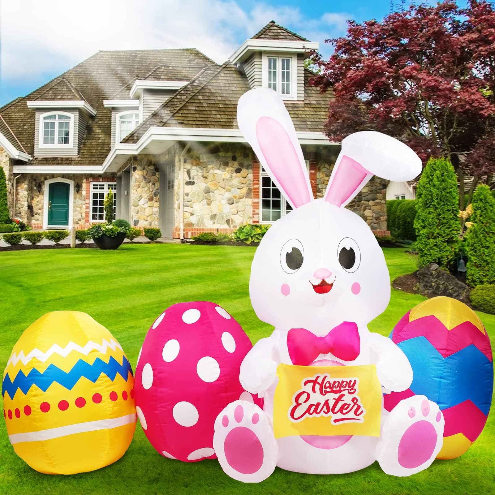 Amazon.com: ECOOSTAR 4.5FT Long Easter Decorations Inflatables Bunny ...