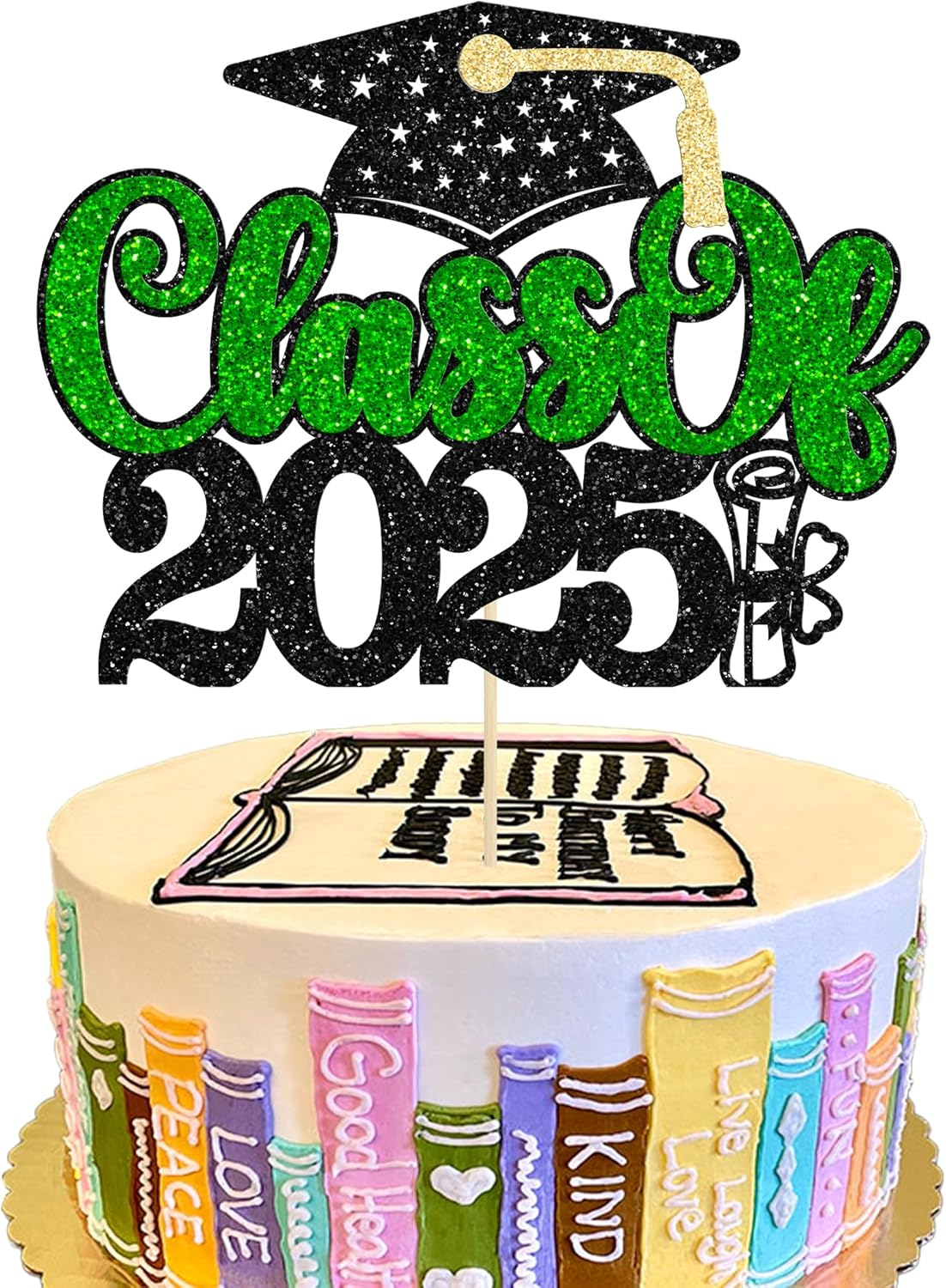 Gyufise 1Pc Class of 2025 Cake Topper Black Glitter Bahrain | Ubuy