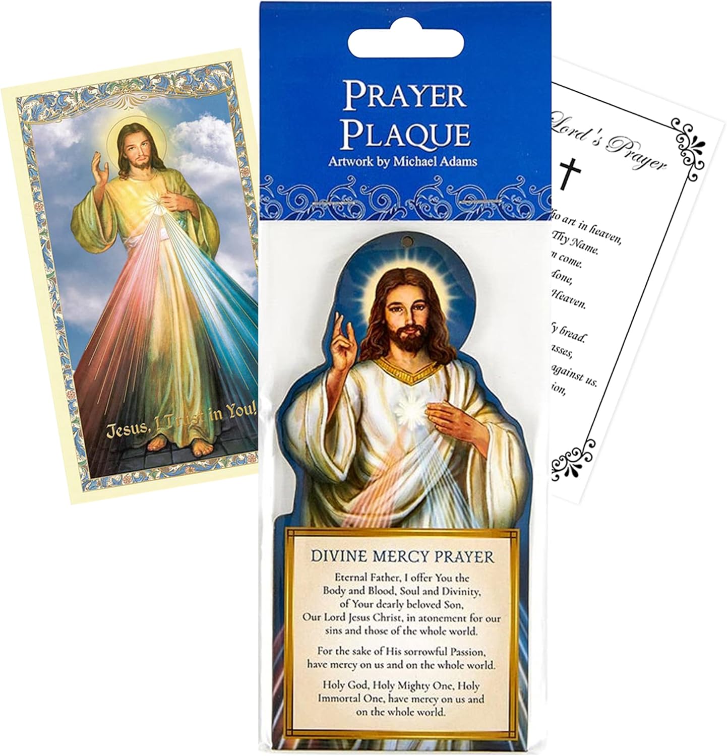 Amazon.com: Divine Mercy Picture Plaque - with Divine Mercy Prayer Card ...