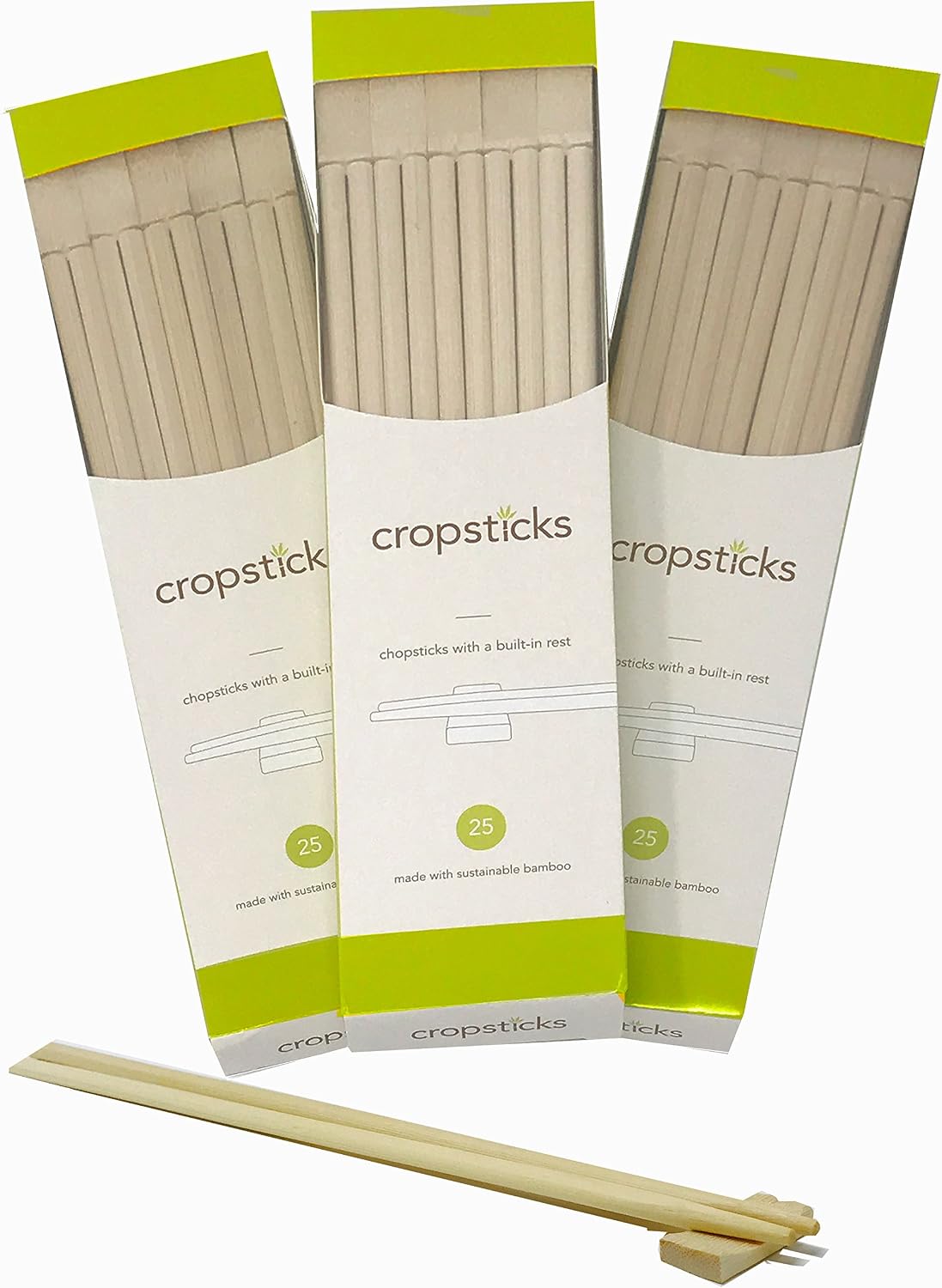 Cropsticks Box of 25 Sustainable Bamboo Chopsticks with a Built-in Rest ...
