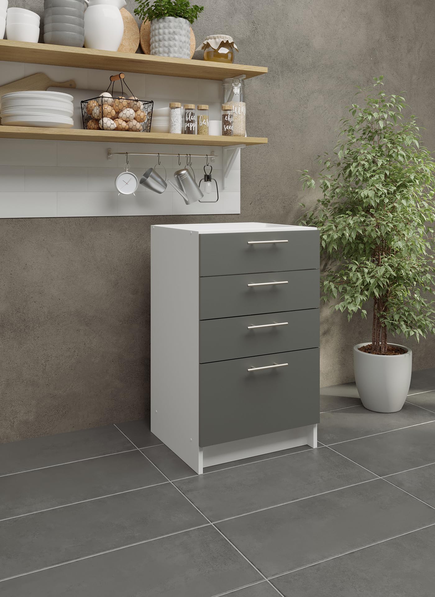 JD Greta Kitchen Base Drawer Cabinet – 500mm – Base Kitchen Unit Grey ...