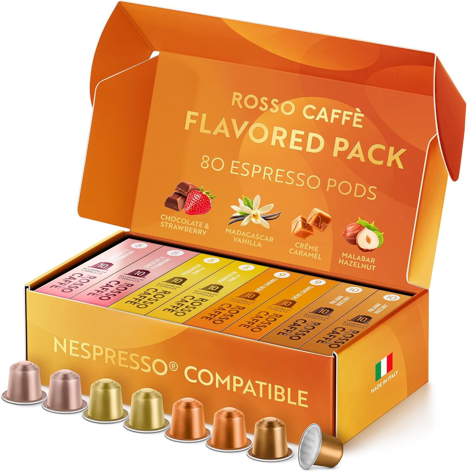 ROSSO CAFFÈ Espresso Coffee Pods for Nespresso Original Machines
