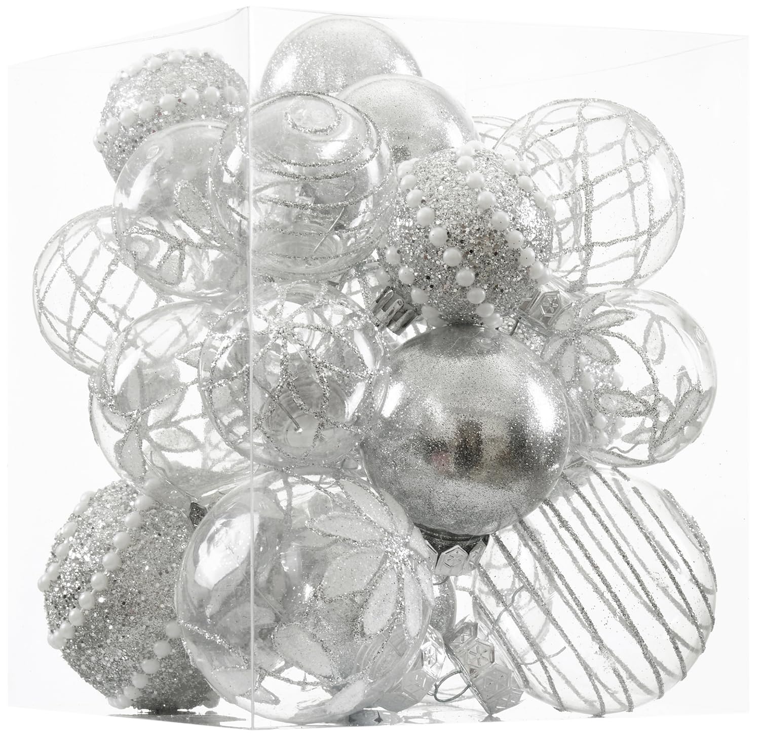 Amazon.com: Munansli Silver Christmas Ball Ornaments,22ct Christmas ...