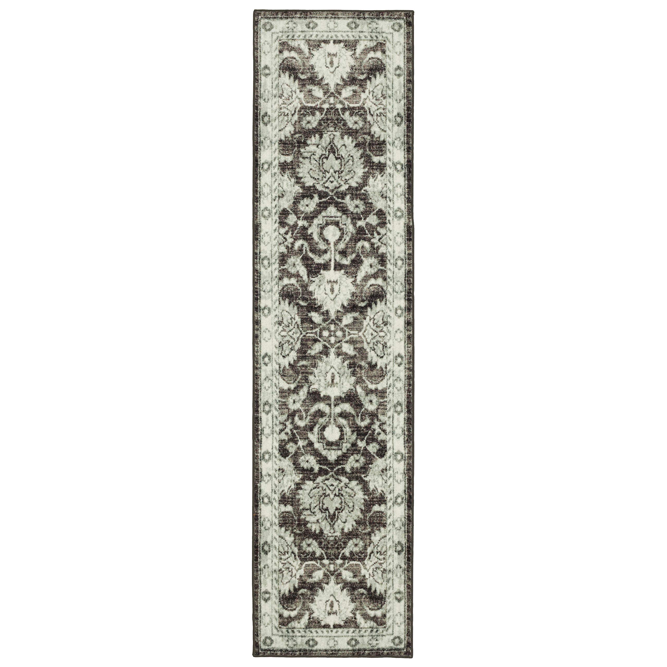Mohawk Home Floral Worcester Grey Runner Rug, (2' x 8')