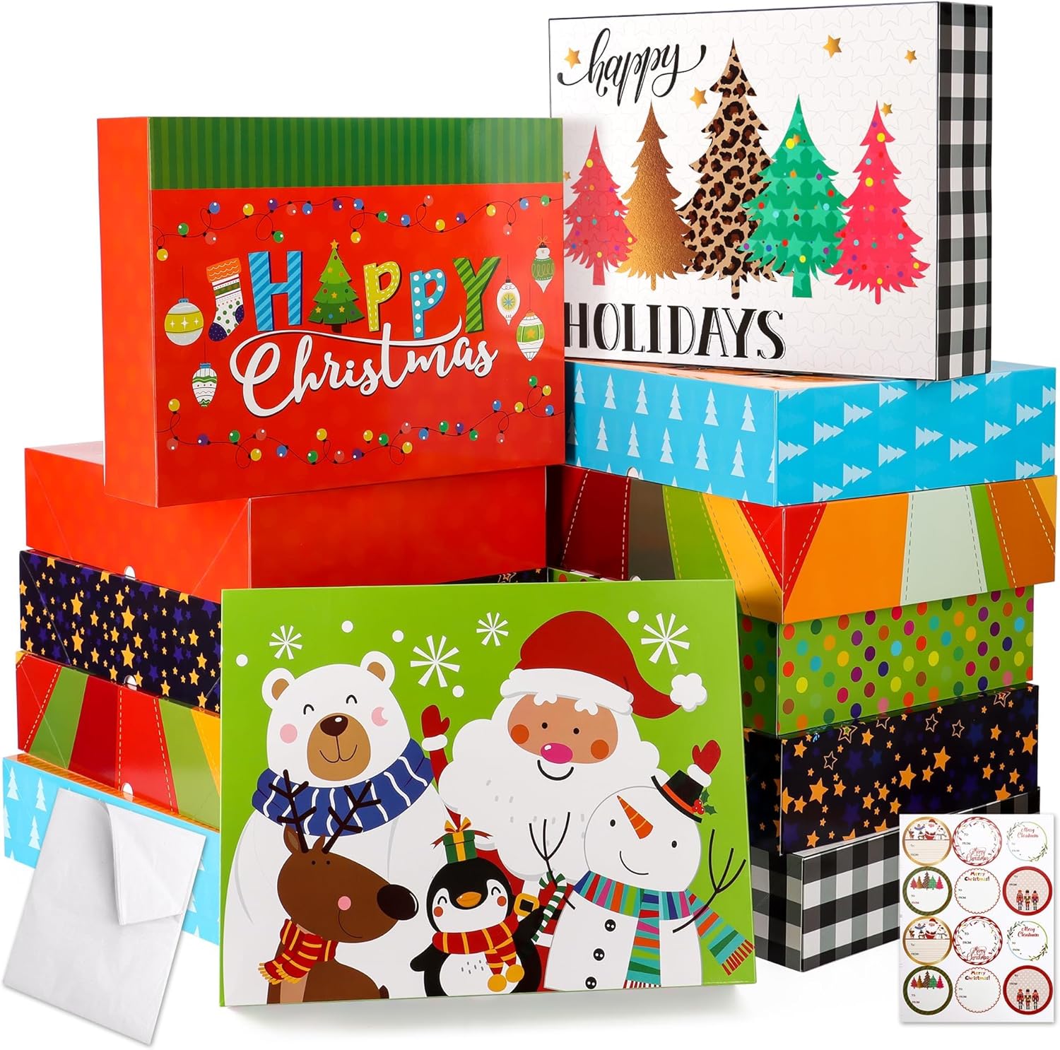 Amazon.com: HOIIOH 12 Extra-Large Christmas Gift Boxes with Lids – 4 ...