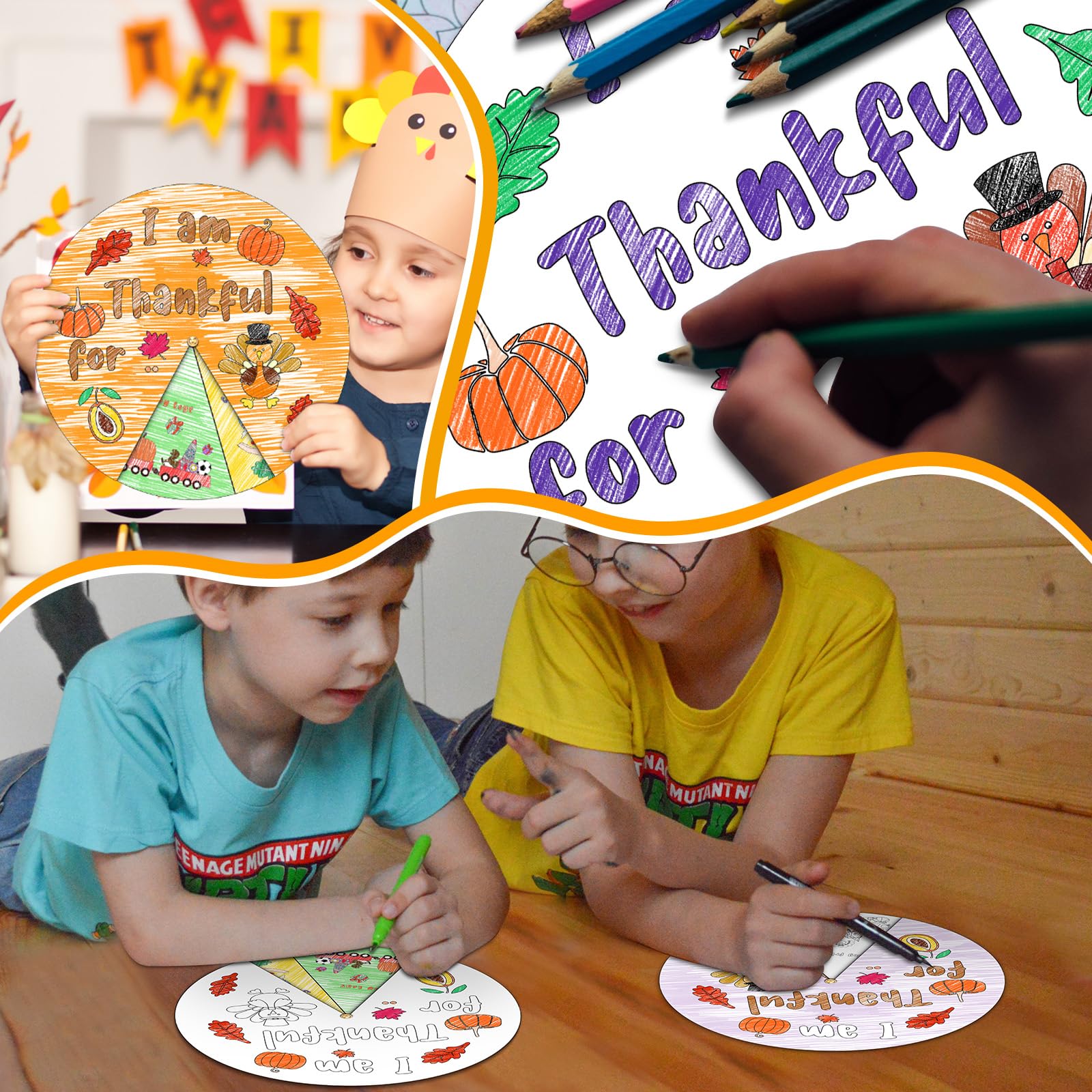 Snapklik.com : 12 Sets Thanksgiving Craft Kit For Kids Color Your Own I ...