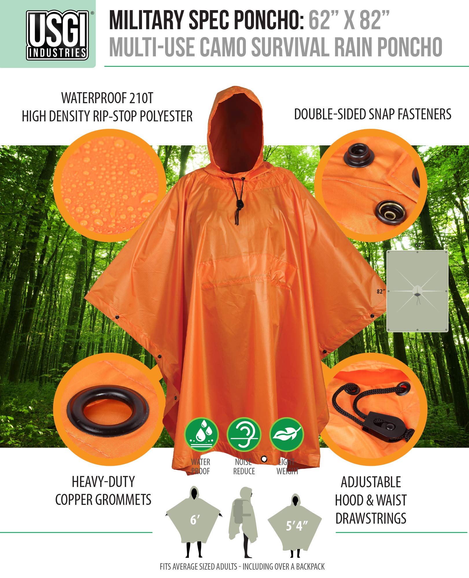 Snapklik.com : USGI Industries Military Style Poncho Lightweight ...