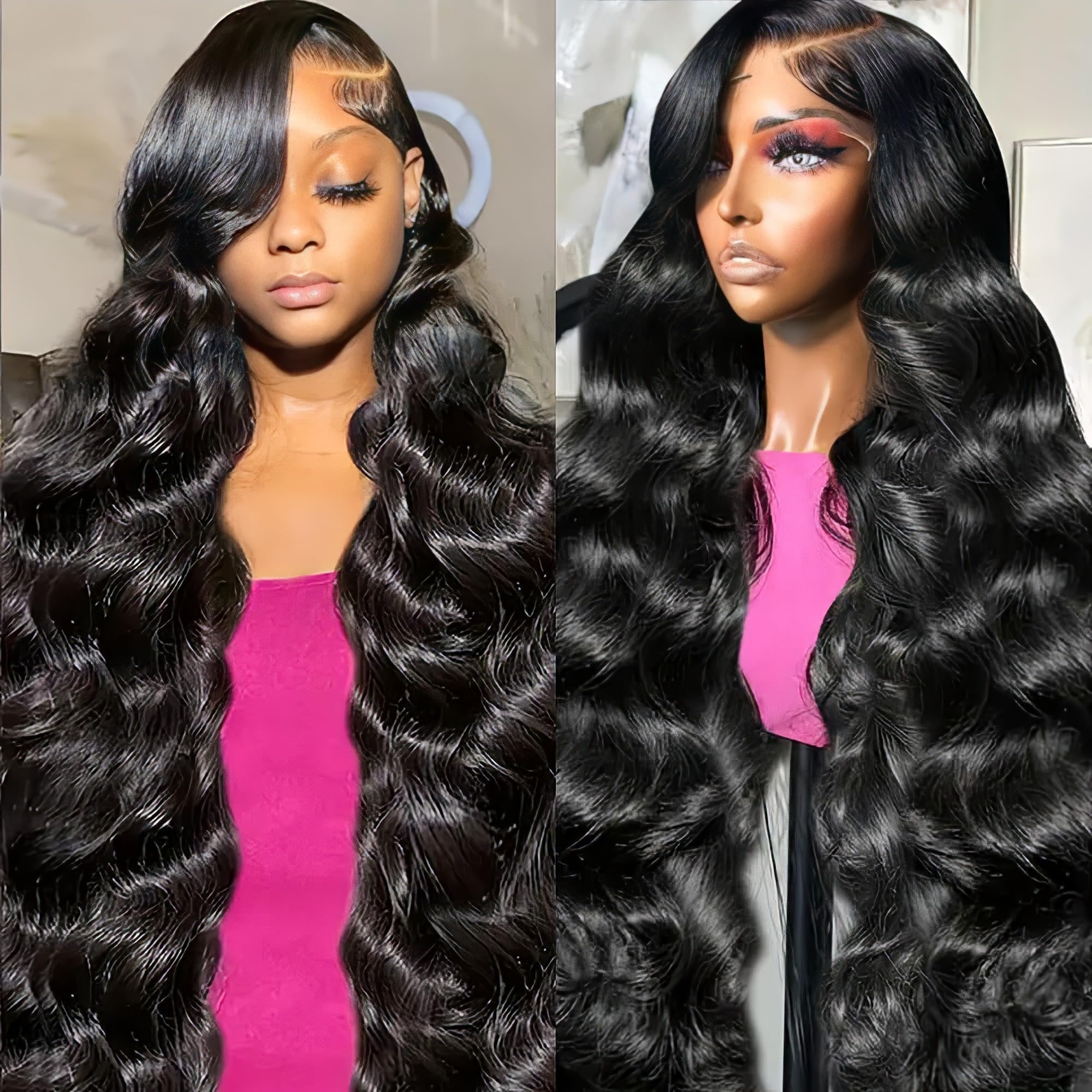 Amazon.com : Soyhey 28 Inch Body Wave Lace Front Wigs Human Hair Pre ...