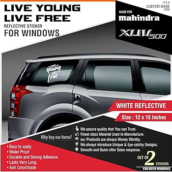 Carmetics White Mahindra Stickers for Mahindra Xuv 500 (Set of 2 ...