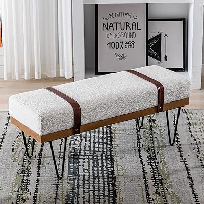 Amazon.com - Ya-Home Mid-Century Modern Bench, Upholstered Chenille ...