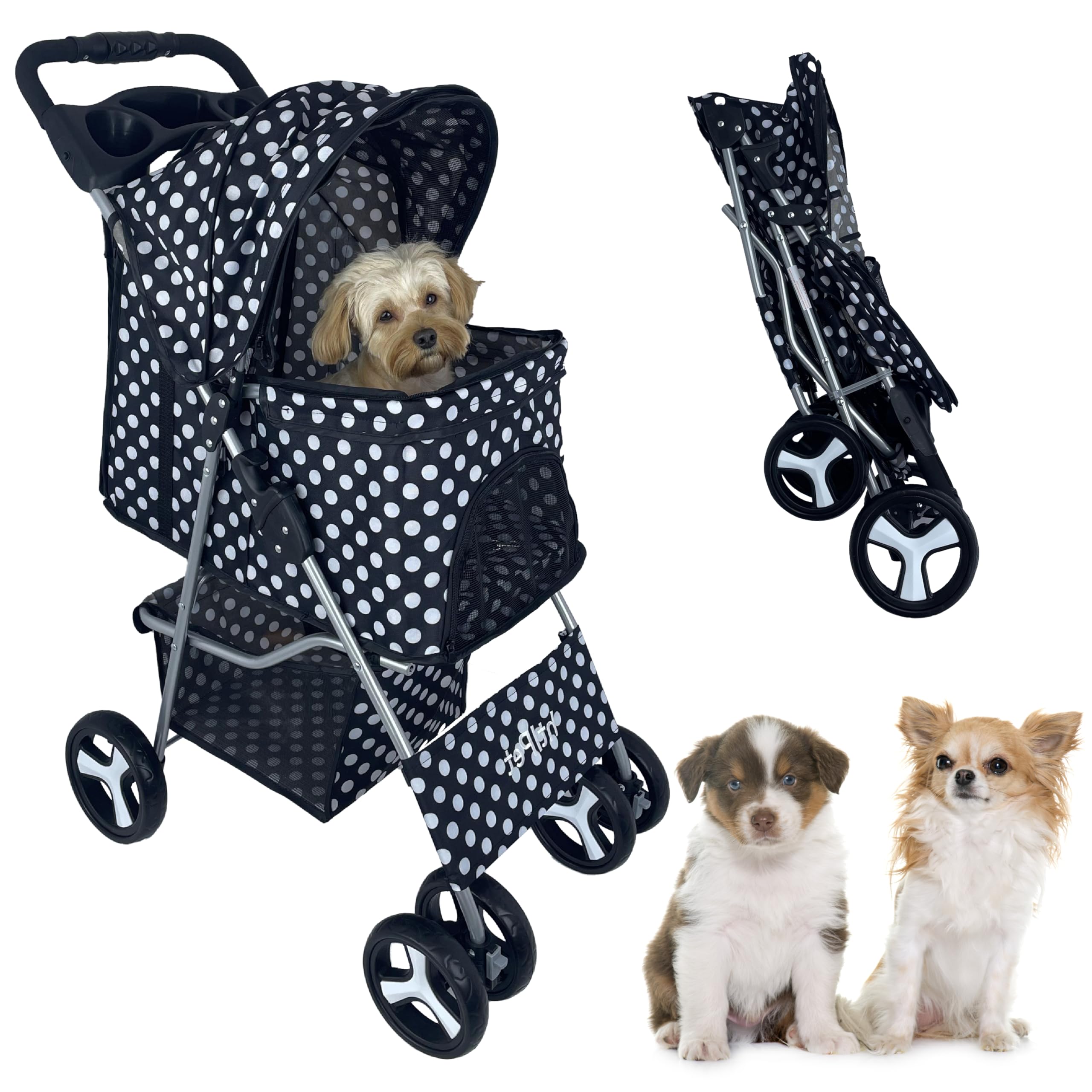 Amazon.com: Dog Stroller for Medium Dogs 33 Lbs, 4 Wheels Multifunction ...