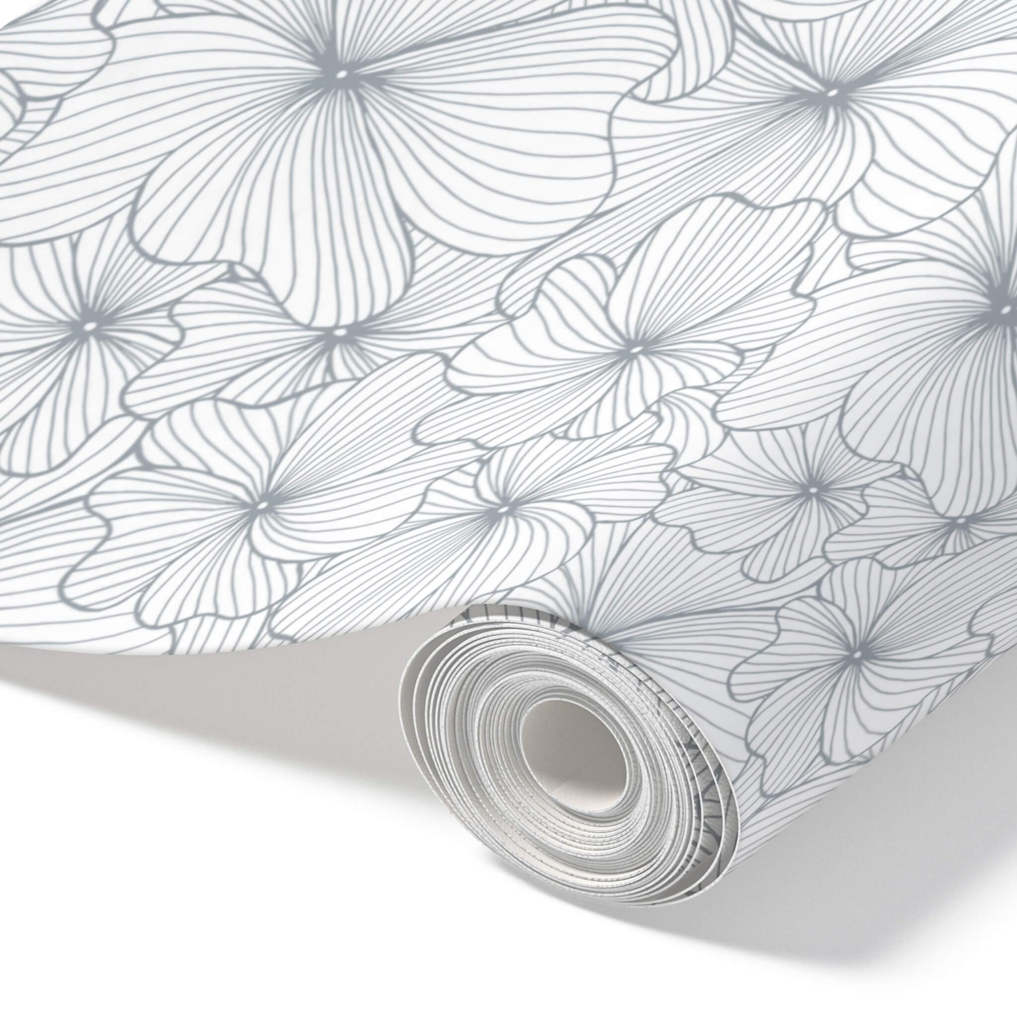 Main Street Silver Floral Modern Wallpaper, 20.5in x 198in, Removable ...